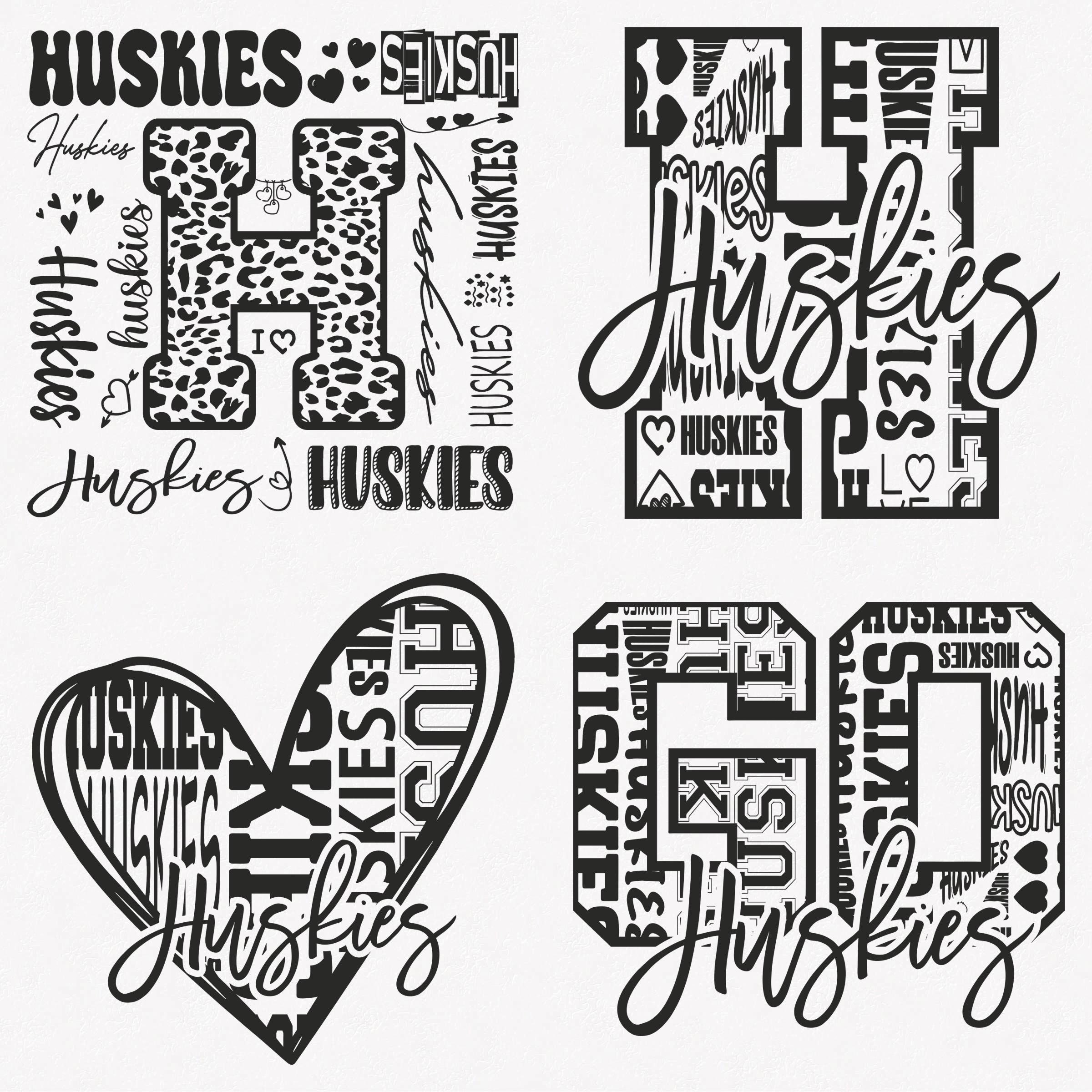 Huskies Svg, Huskies Typography 4 Sports Svg Mascot Pack, Huskies ...
