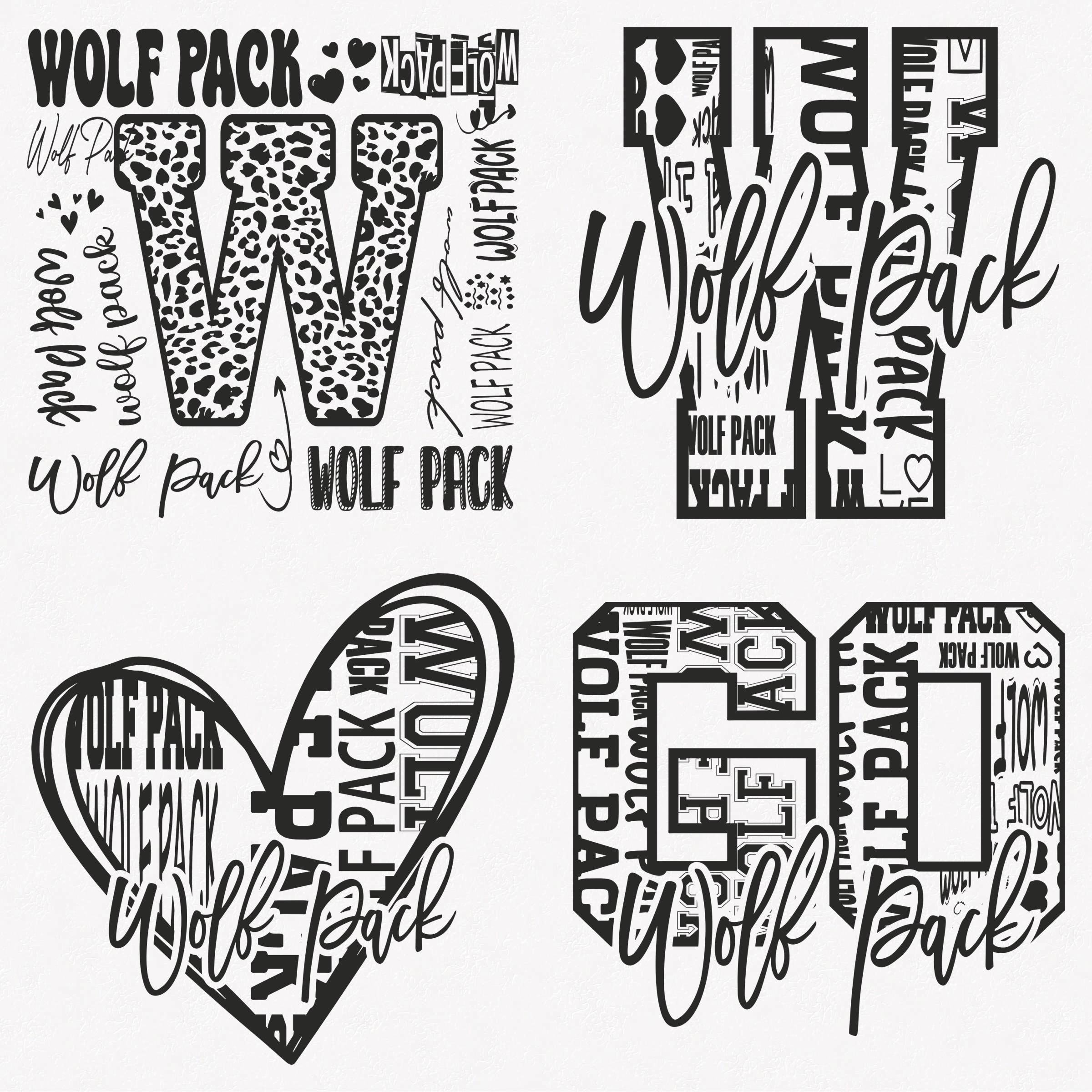 Wolf Pack Svg, Wolf Pack Typography 4 Sports Svg Mascot Pack, Wolf Pack ...