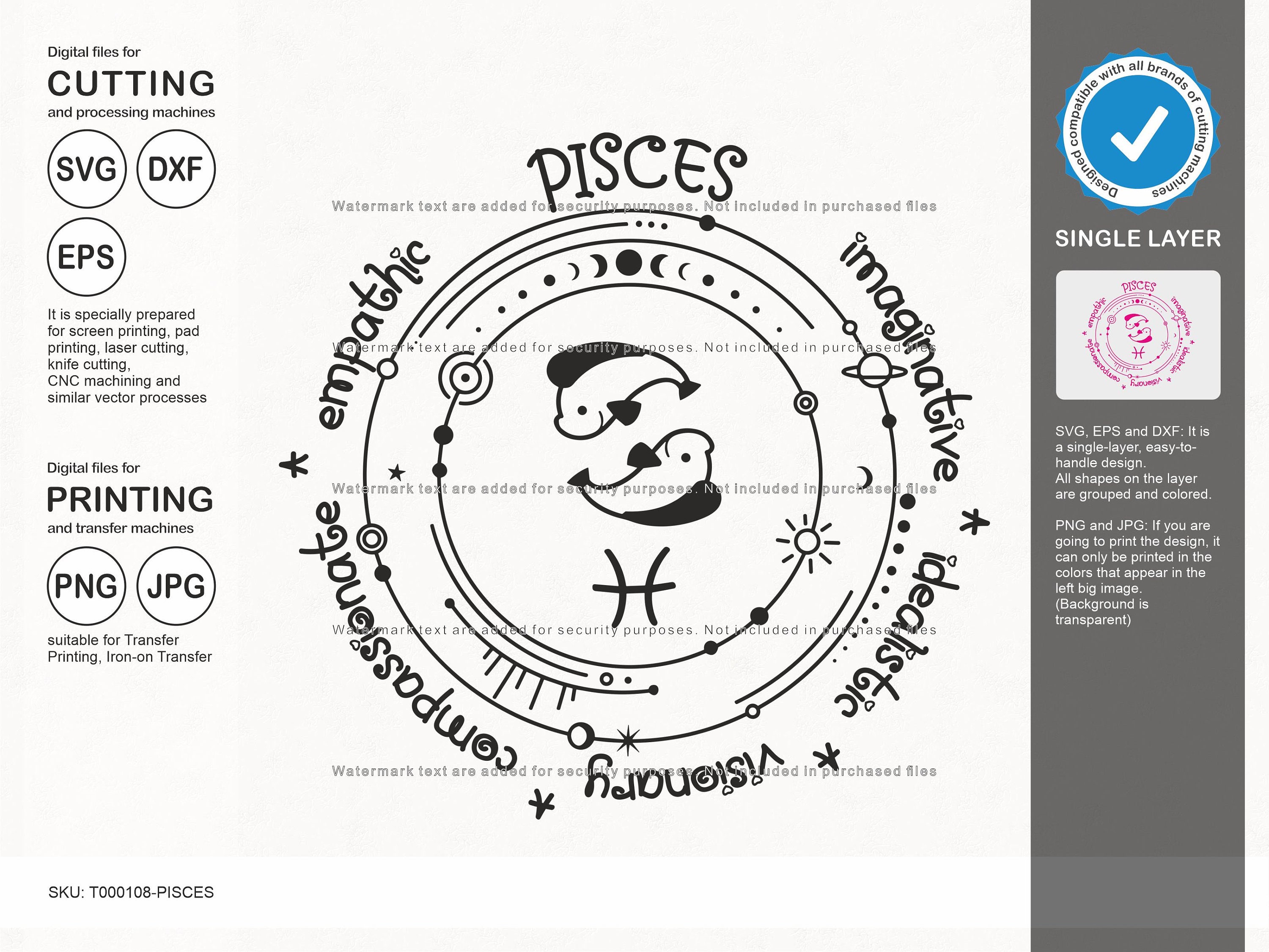 Pisces Svg Fish Zodiac Symbol Svg Pisces Zodiac Sign Svg - Etsy