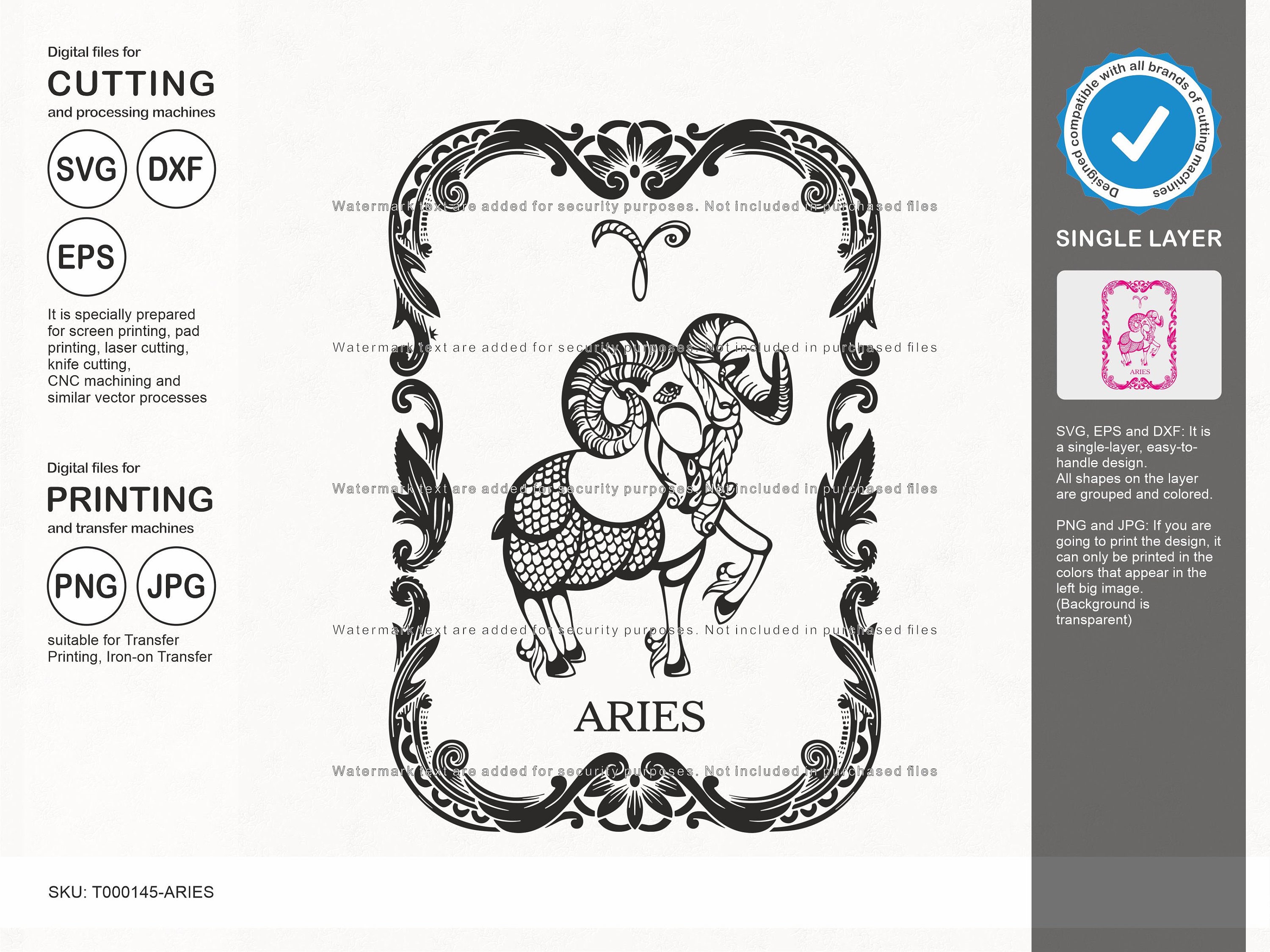 Aries Svg, Ram Zodiac Symbol Svg, Aries Zodiac Sign Svg, 9-pack Aries ...