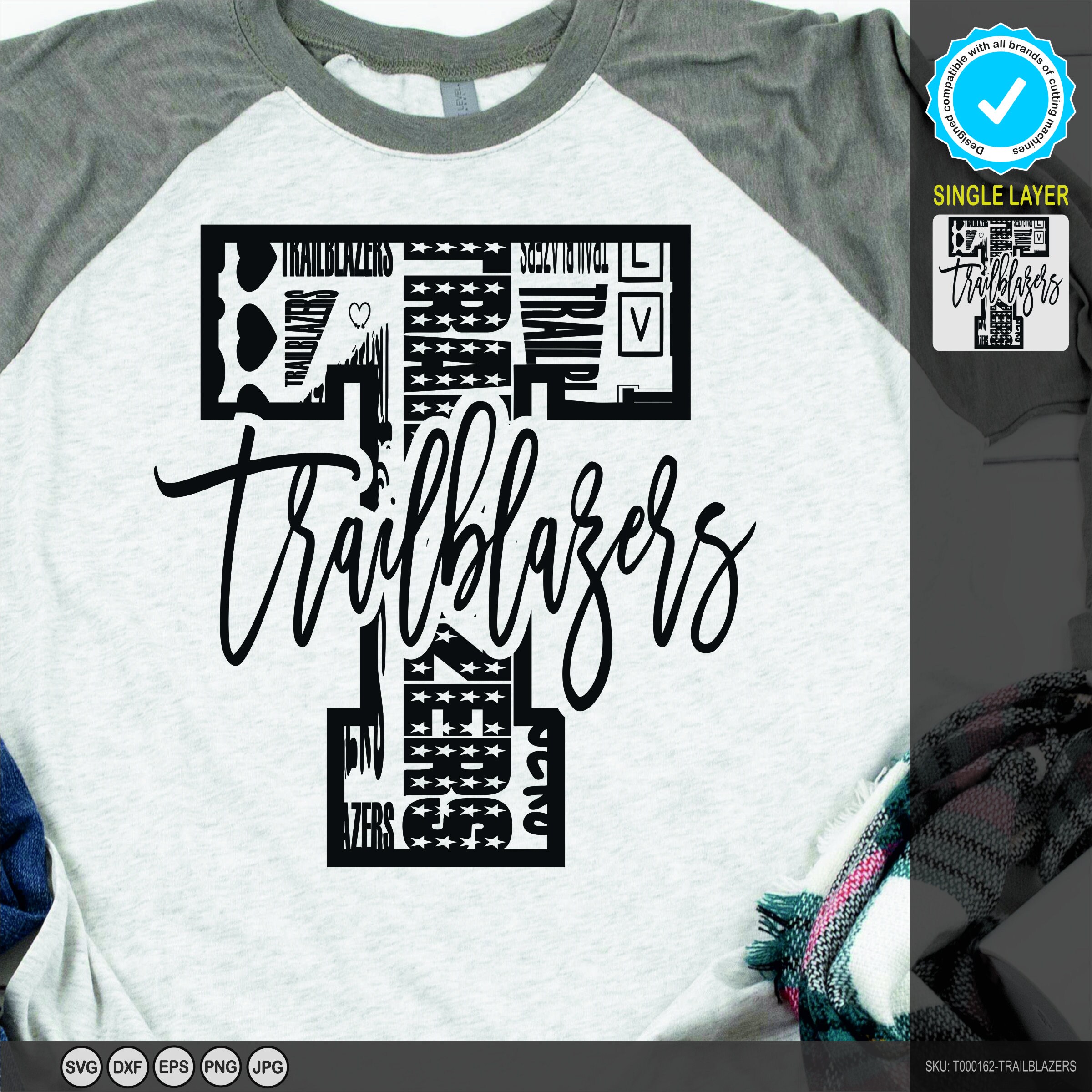 Trailblazers Svg, Trailblazers Typography 4 Sports Svg Mascot Pack ...