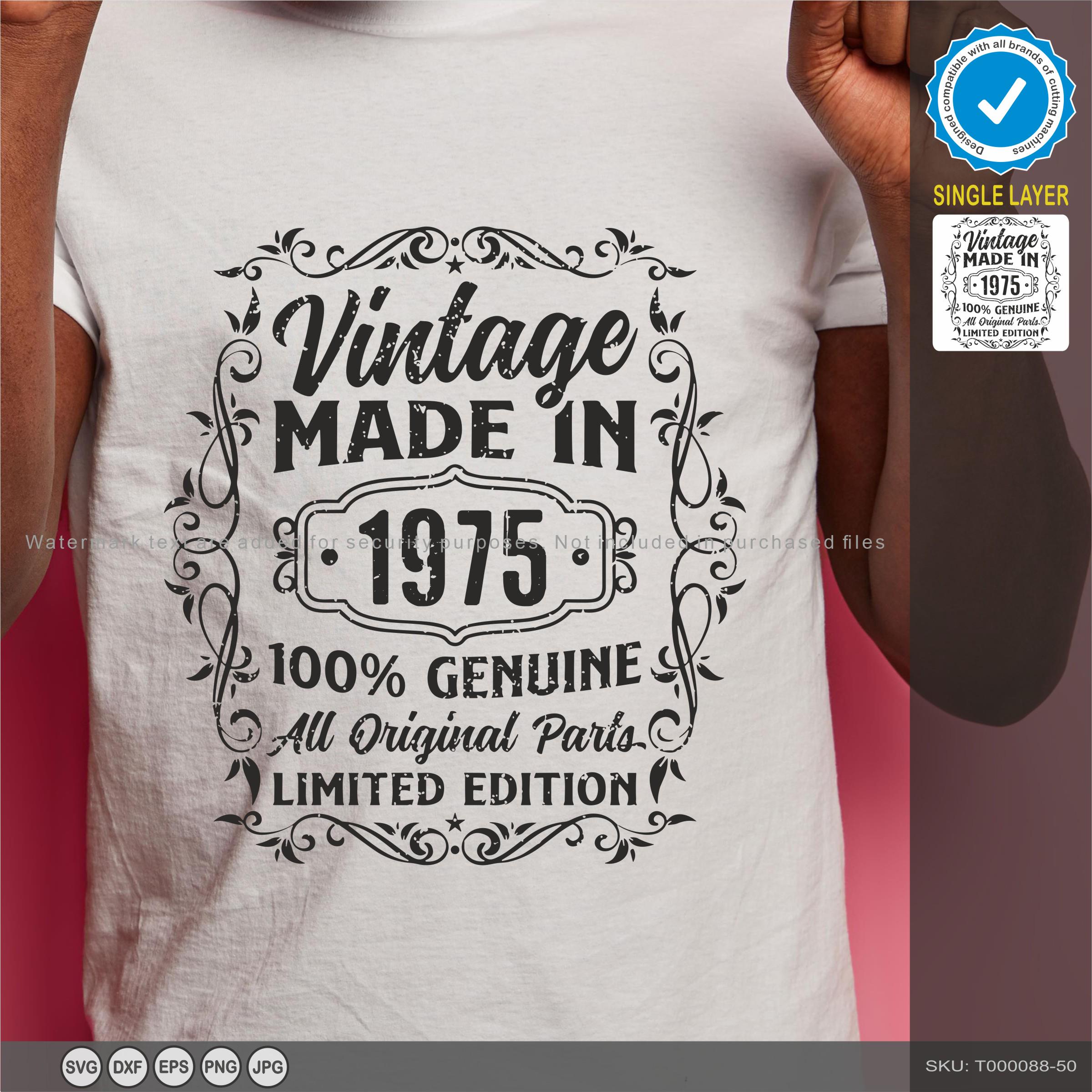 1975 Svg, 50th Birthday Svg, 6-pack 1975 Svg Bundle, Vintage 1975 Svg ...