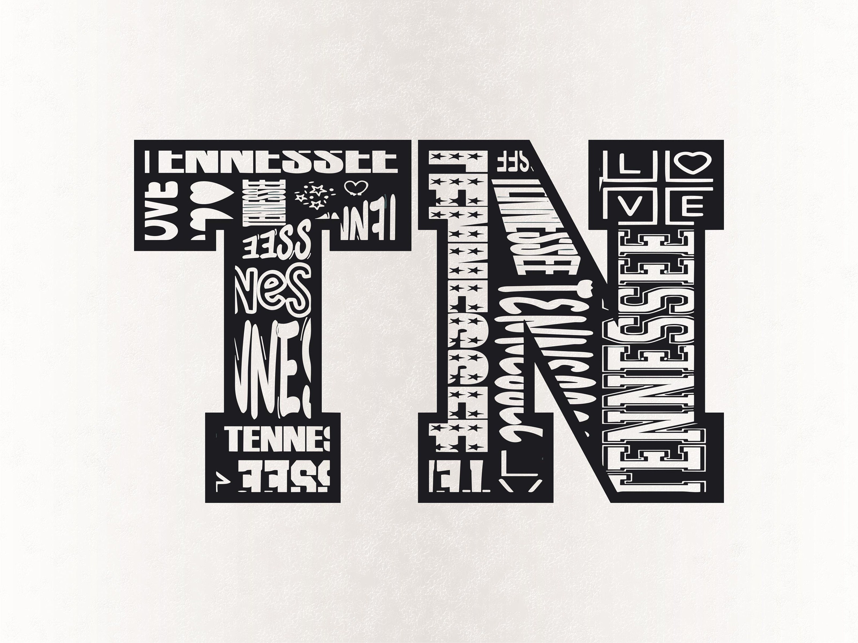 TN Tennessee State Typography Bundle Svg, Tennessee State Bundle Svg ...