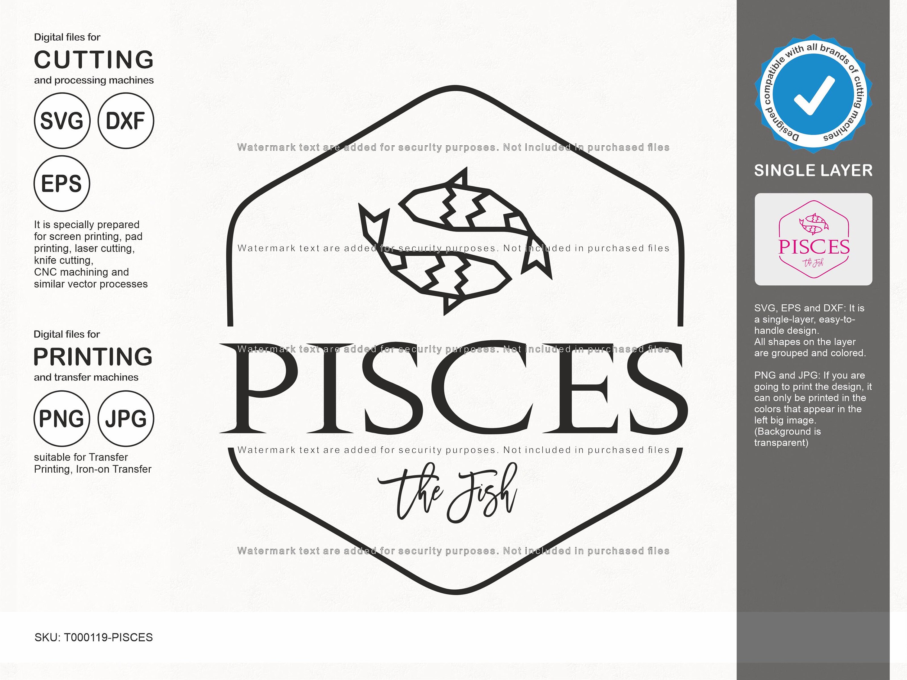 Pisces Svg Fish Zodiac Symbol Svg Pisces Zodiac Sign Svg - Etsy