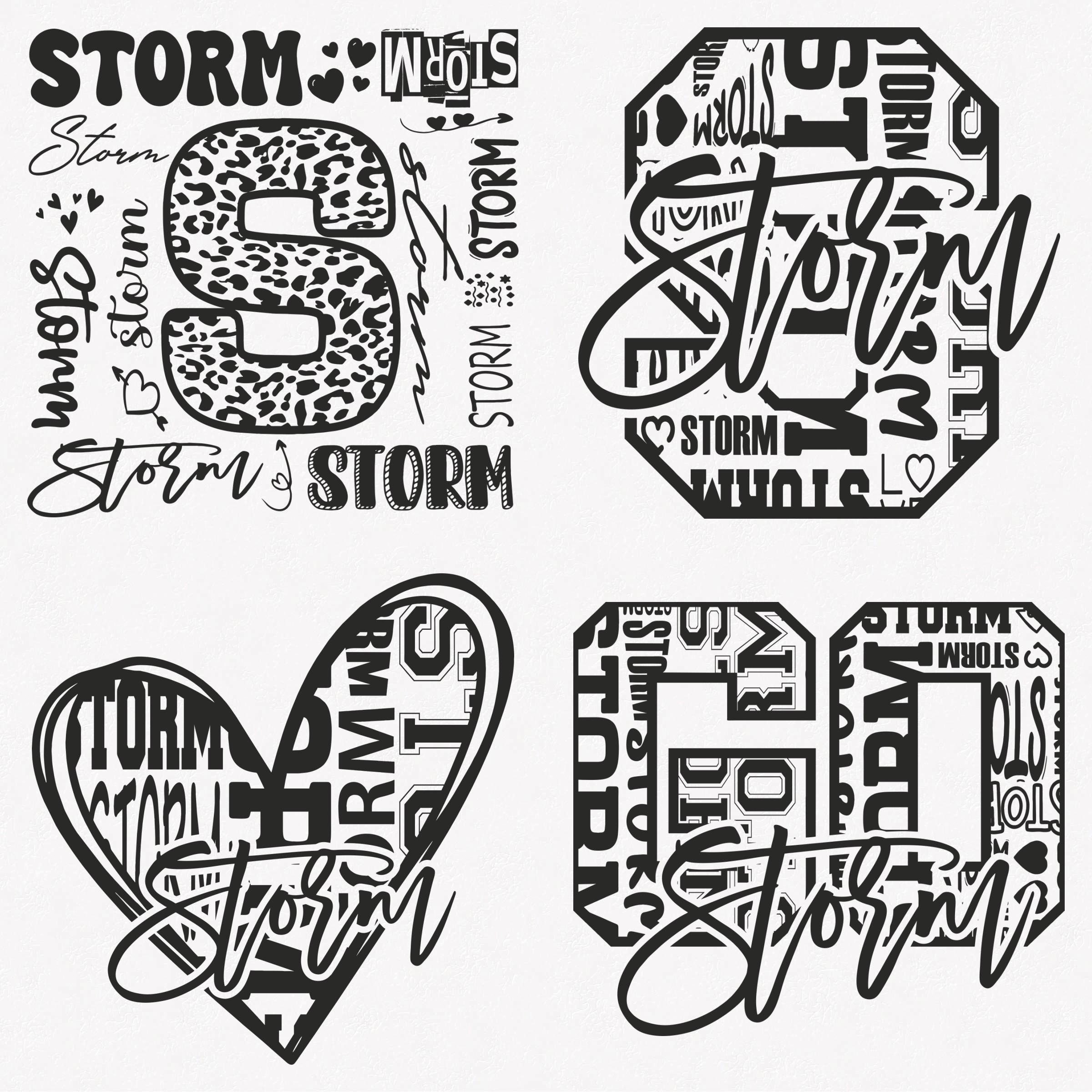Storm Svg, Storm Typography 4 Sports Svg Mascot Pack, Storm Typography ...
