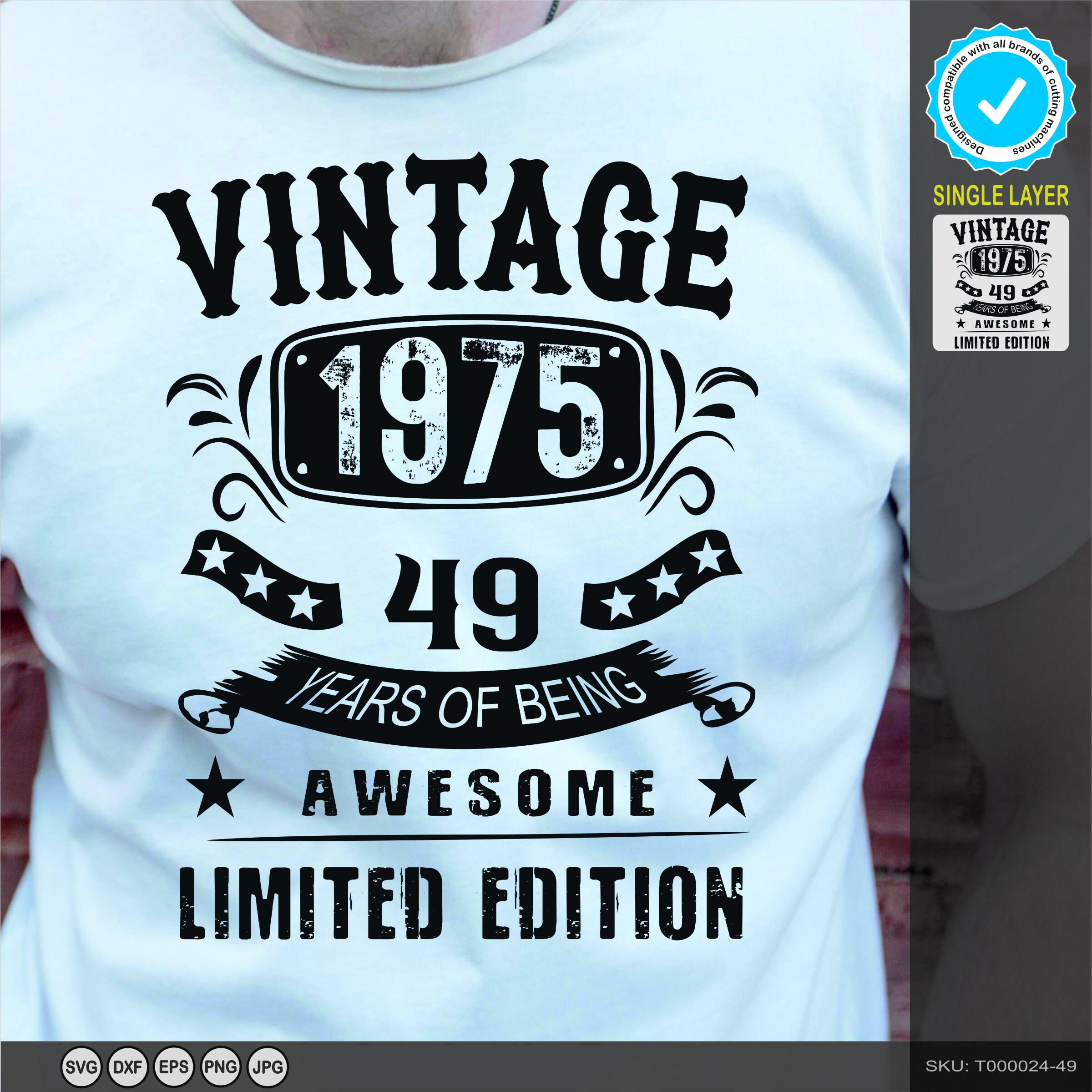 1975 Svg, 49th Birthday Svg, 6-pack 1975 Svg Bundle, Vintage 1975 Svg ...