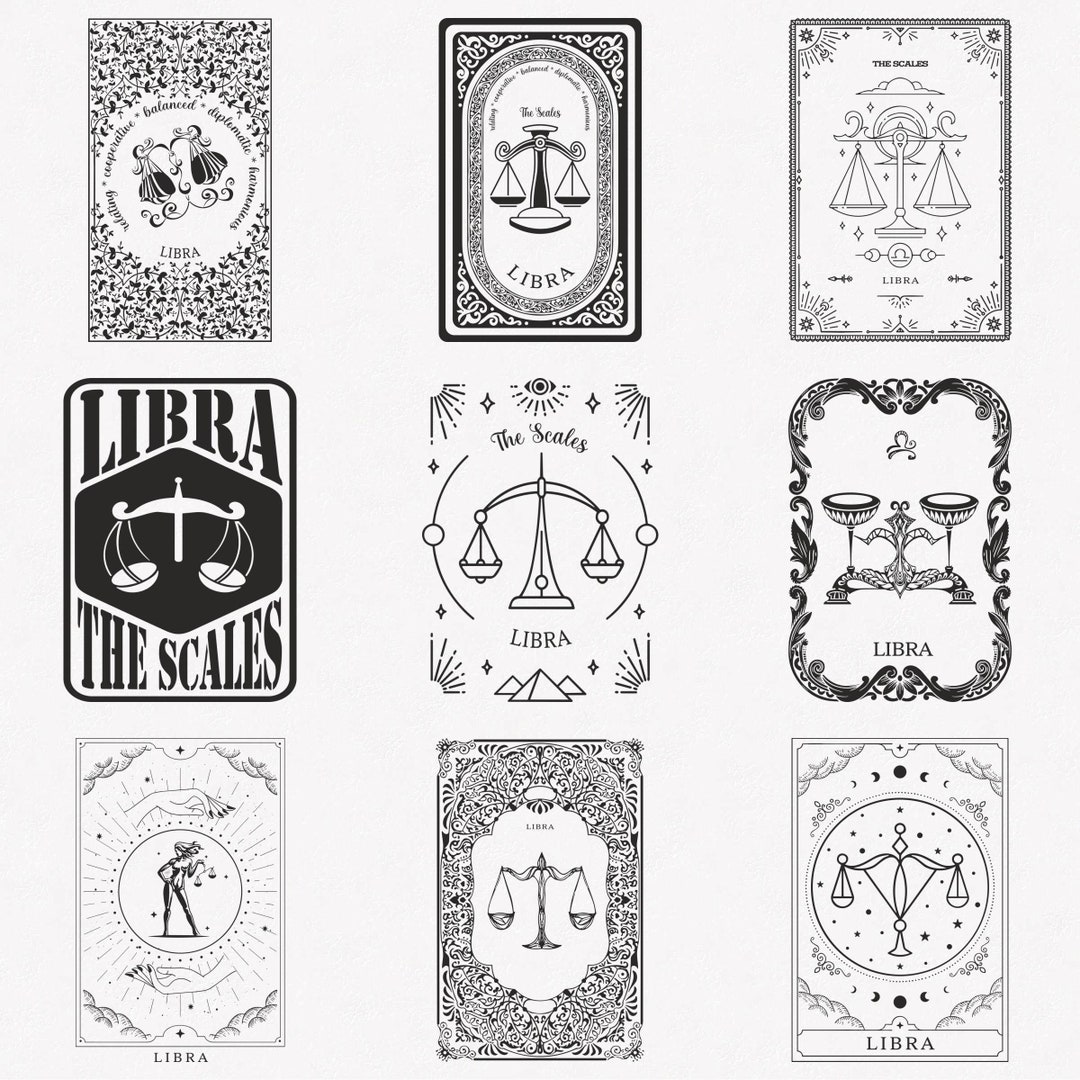 Libra Svg, Scales Zodiac Symbol Svg, Libra Zodiac Sign Svg, 9-pack ...