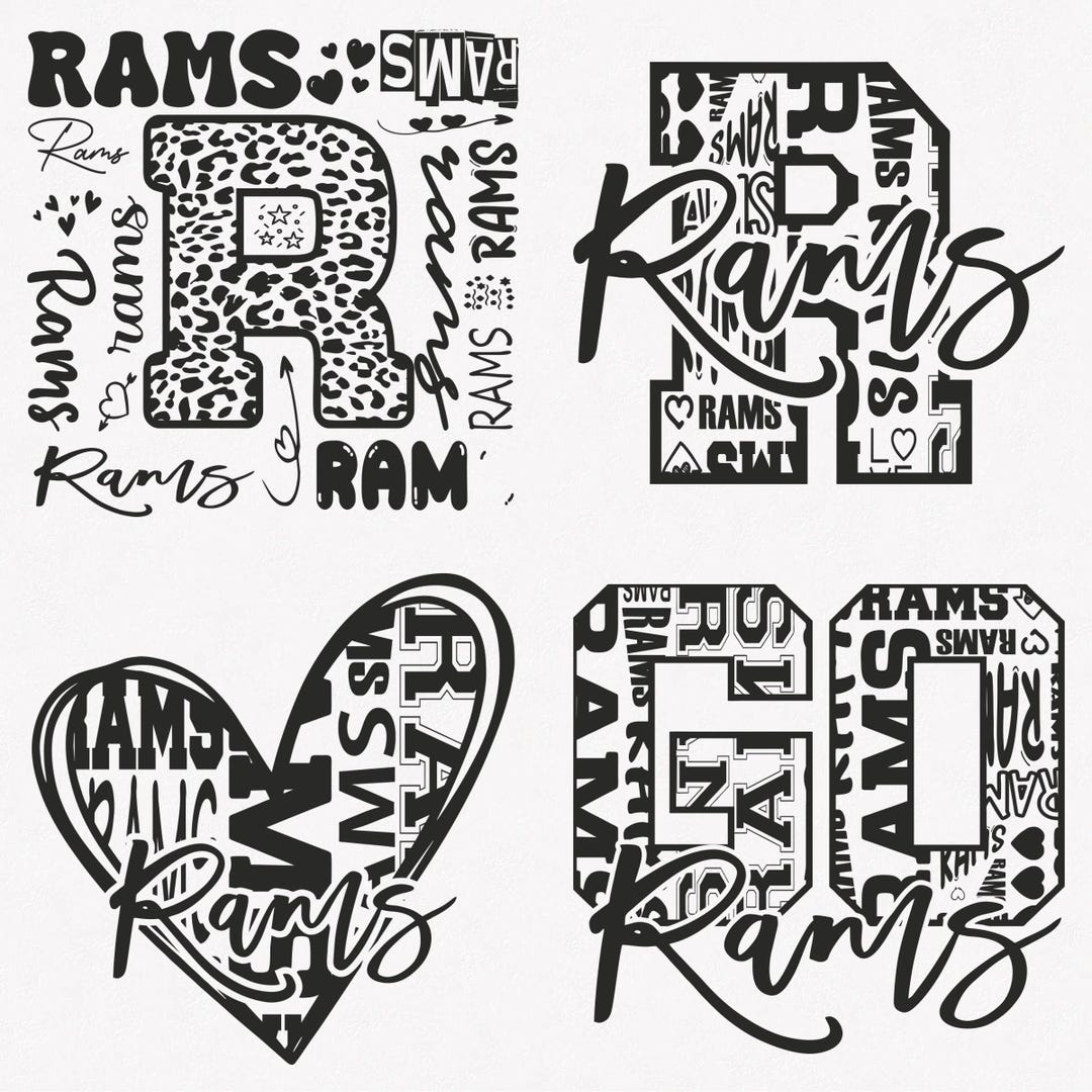 Rams Svg, Rams Typography 4 Sports Svg Mascot Pack, Rams Typography Svg ...