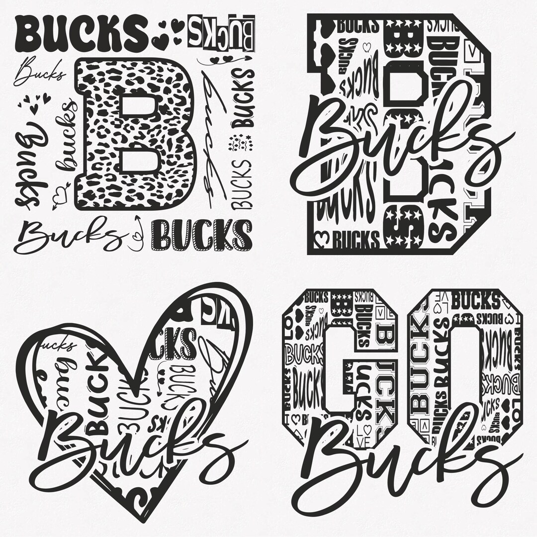 Bucks Svg, Bucks Typography 4 Sports Svg Mascot Pack, Bucks Typography ...