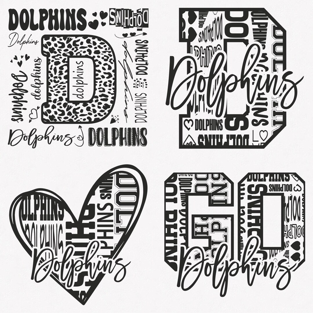 Dolphins Svg, Dolphins Typography 4 Sports Svg Mascot Pack, Dolphins ...