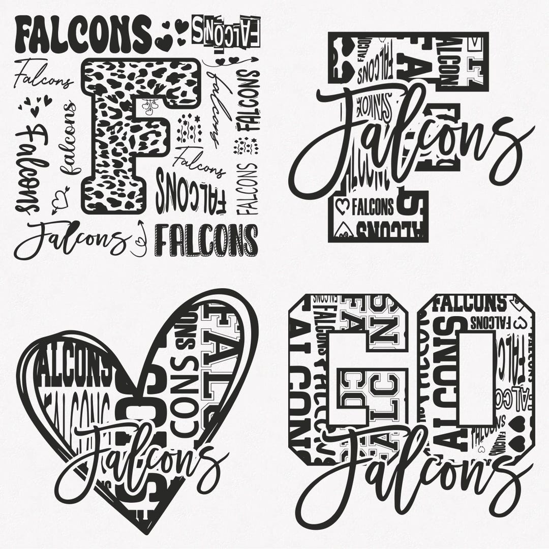 Falcons Svg, Falcons Typography 4 Sports Svg Mascot Pack, Falcons ...