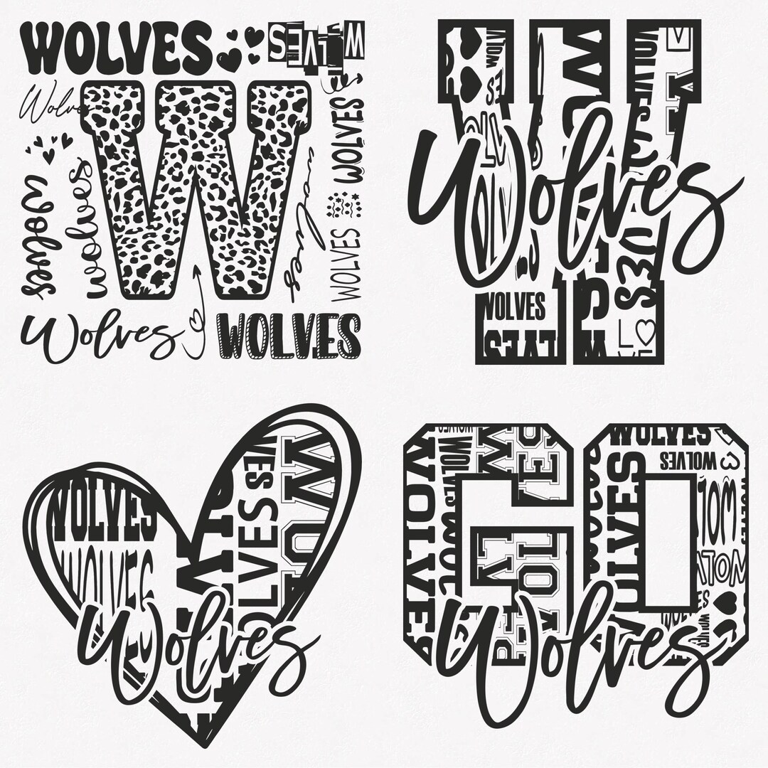 Wolves Svg, Wolves Typography 4 Sports Svg Mascot Pack, Wolves ...