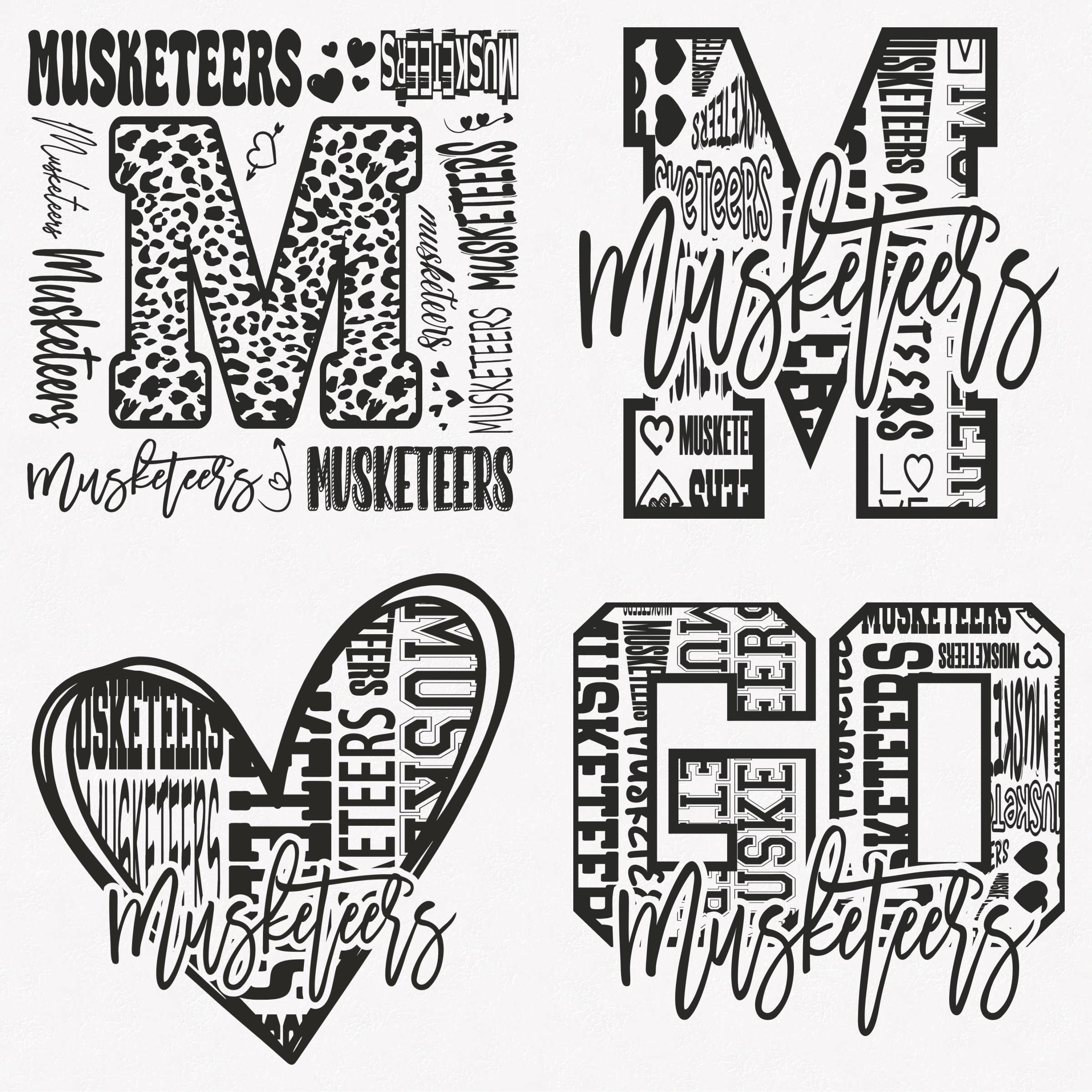 Musketeers Svg, Musketeers Typography 4 Sports Svg Mascot Pack ...