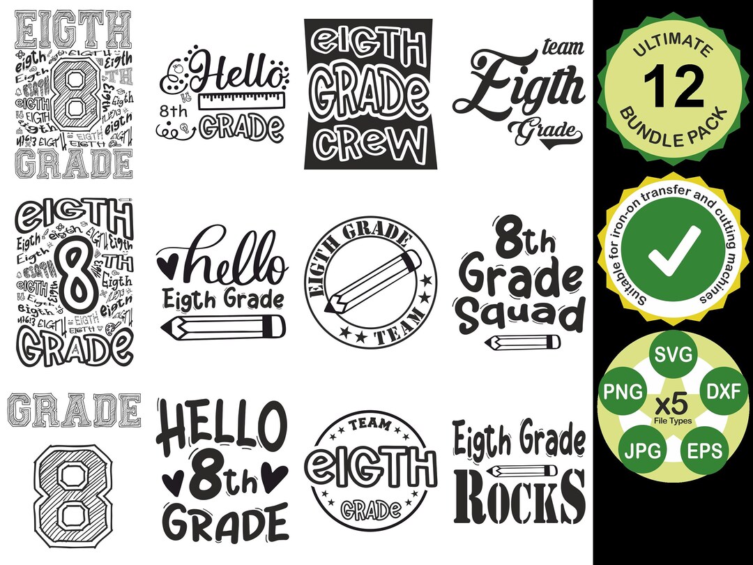 Eighth Grade Bundle Svg, 8th Grade Bundle Svg, Digital Cut Files ...