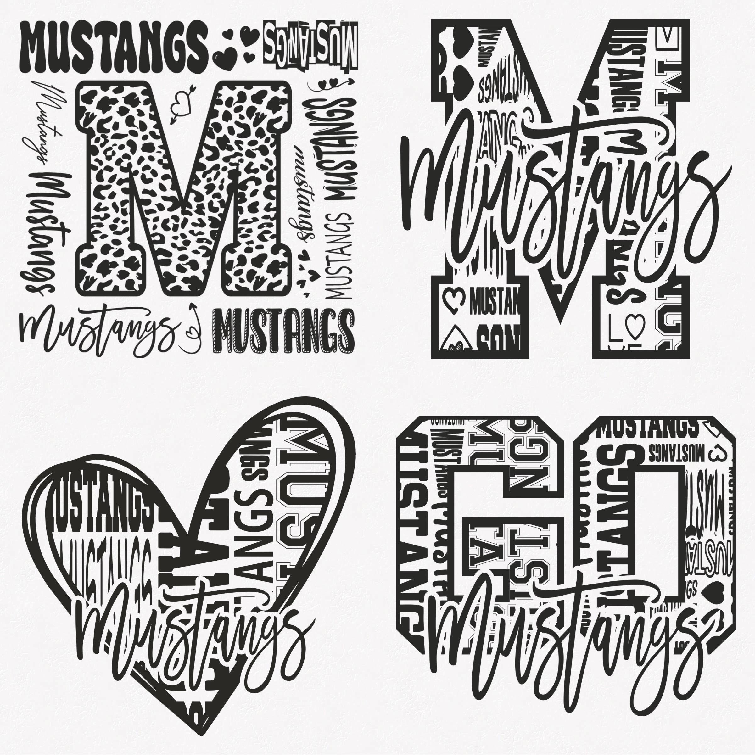 Mustangs Svg, Mustangs Typography 4 Sports Svg Mascot Pack, Mustangs ...