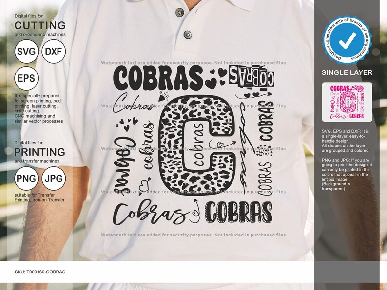 Cobras Svg Cobras Typography 4 Sports Svg Mascot Pack Cobras - Etsy