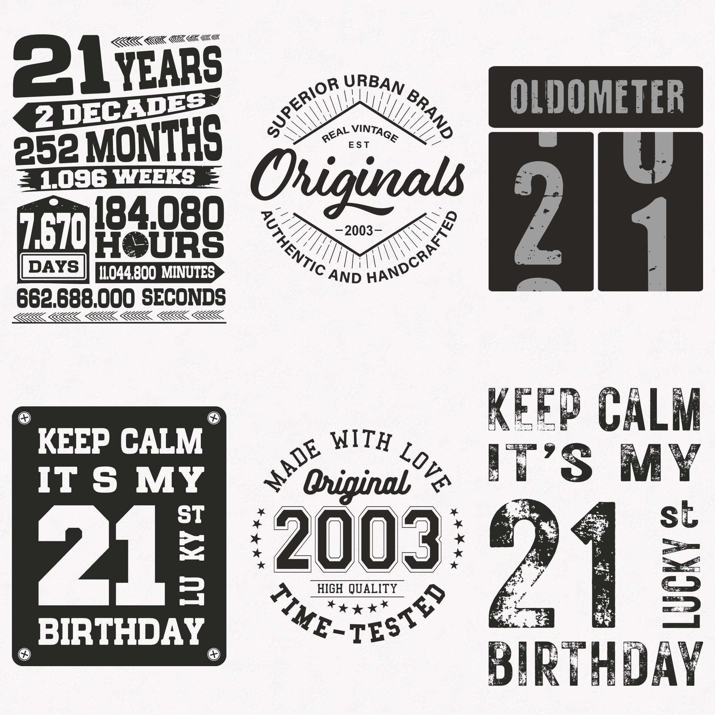 2003 Svg, 21st Birthday Svg, 6-pack 2003 Svg Bundle, Original Rustic ...
