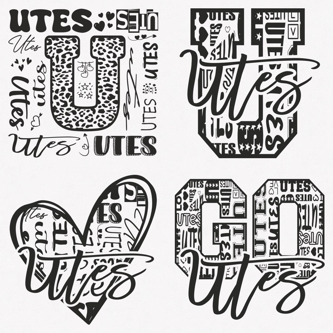 Utes Svg, Utes Typography 4 Sports Svg Mascot Pack, Utes Typography Svg ...