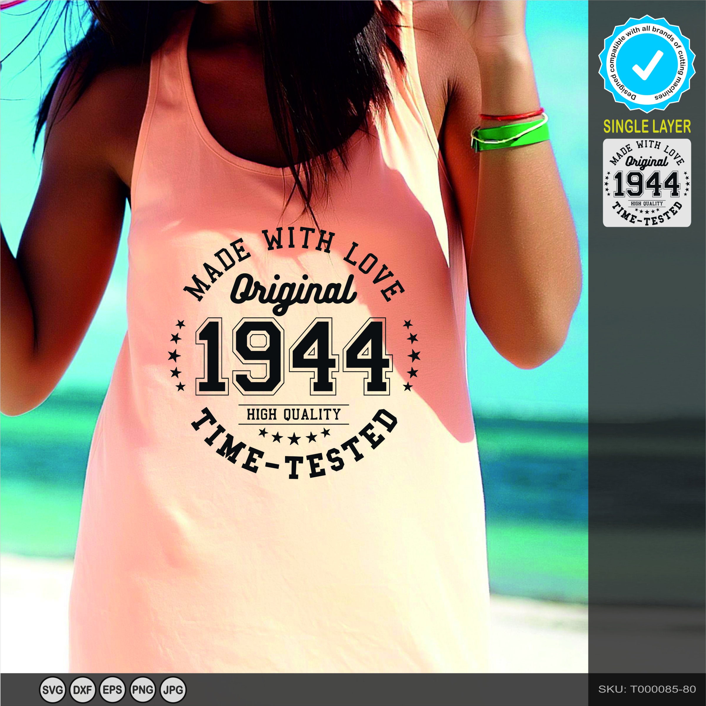 1944 Svg, 80th Birthday Svg, 6-pack 1944 Svg Bundle, Original Rustic ...