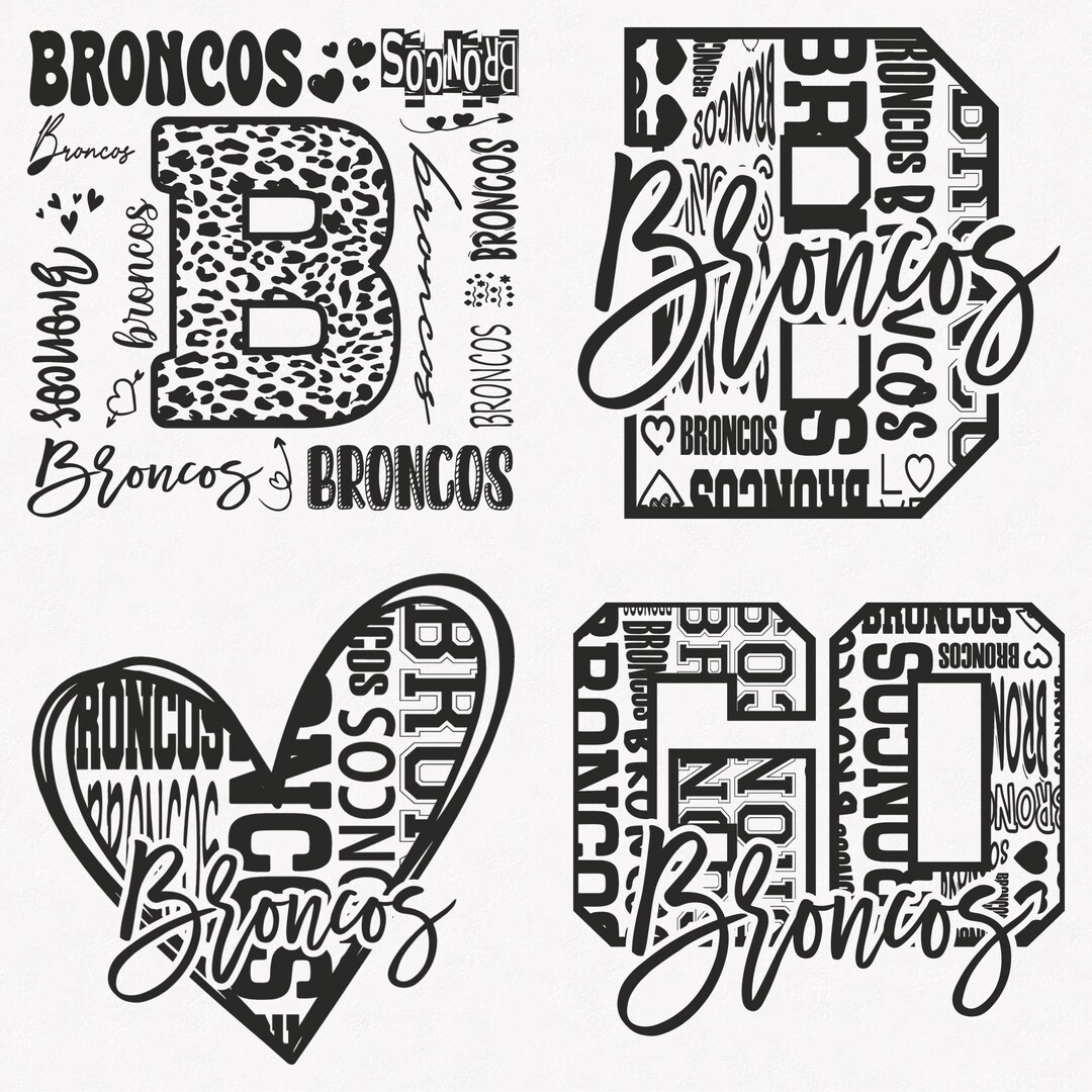 Broncos Svg, Broncos Typography 4 Sports Svg Mascot Pack, Broncos ...