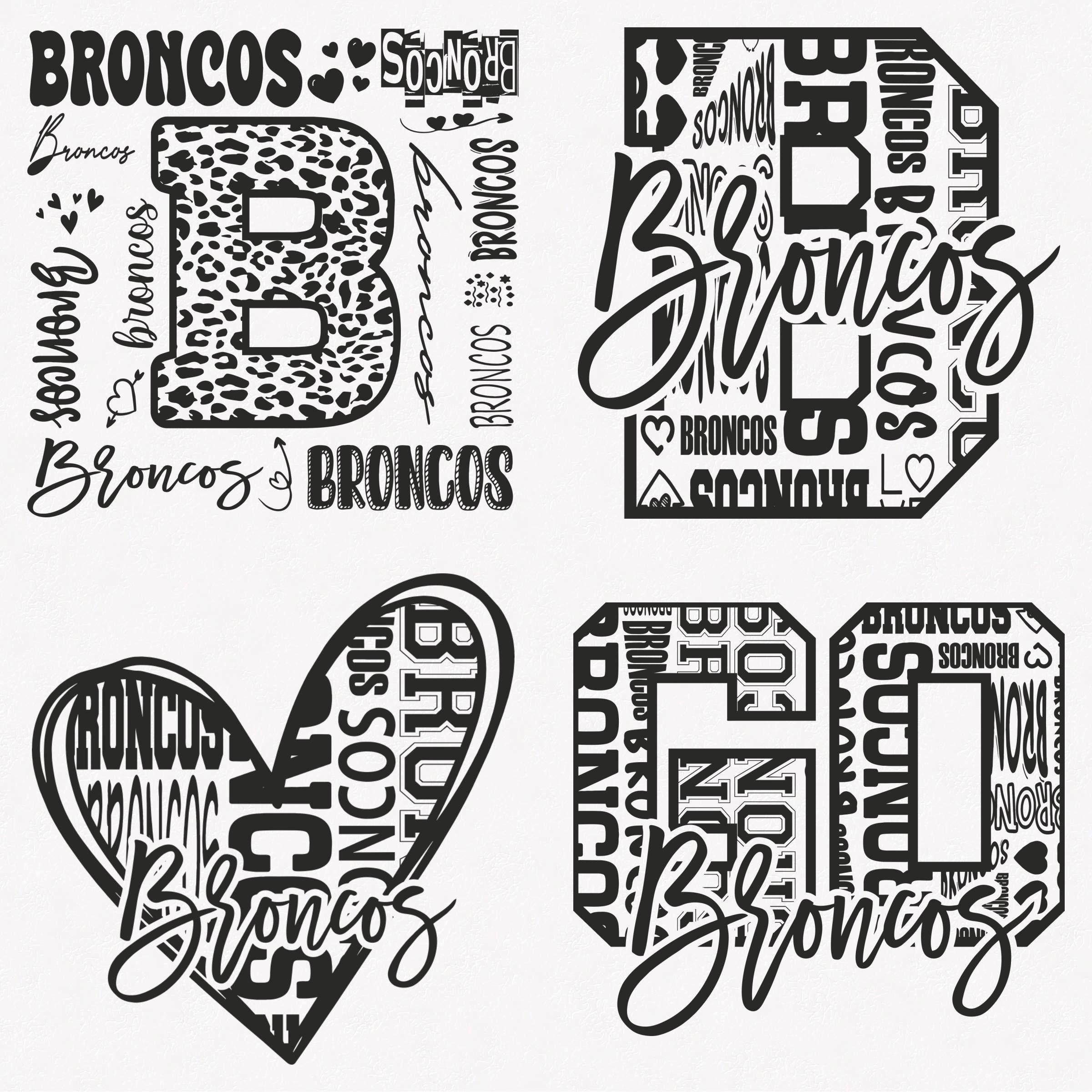 Broncos Svg, Broncos Typography 4 Sports Svg Mascot Pack, Broncos ...