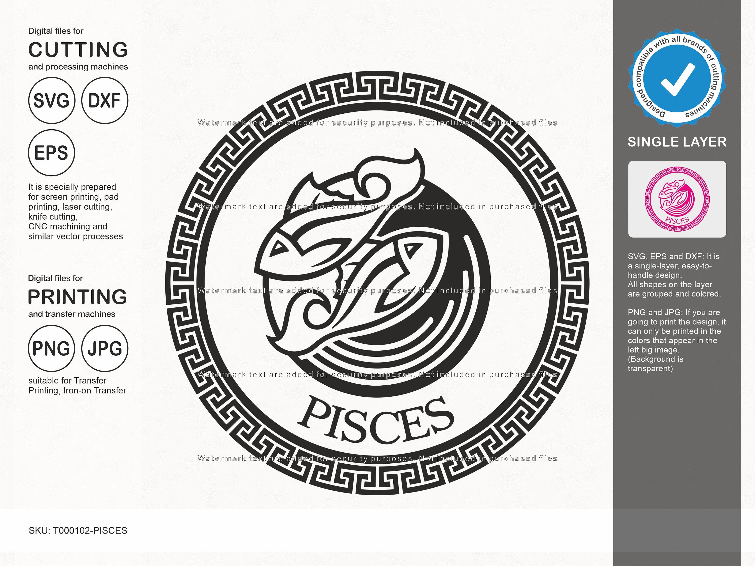 Pisces Svg Fish Zodiac Symbol Svg Pisces Zodiac Sign Svg - Etsy
