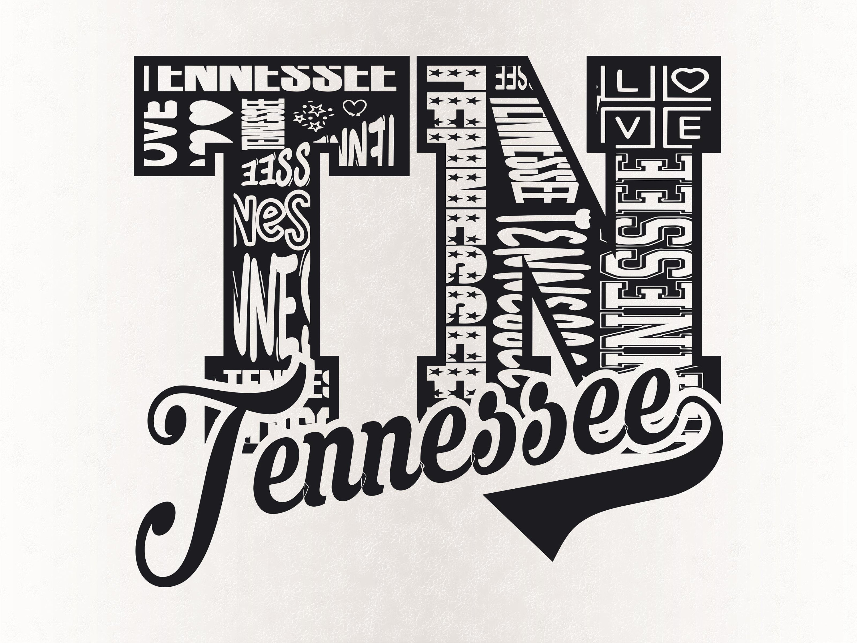 TN Tennessee State Typography Bundle Svg, Tennessee State Bundle Svg ...