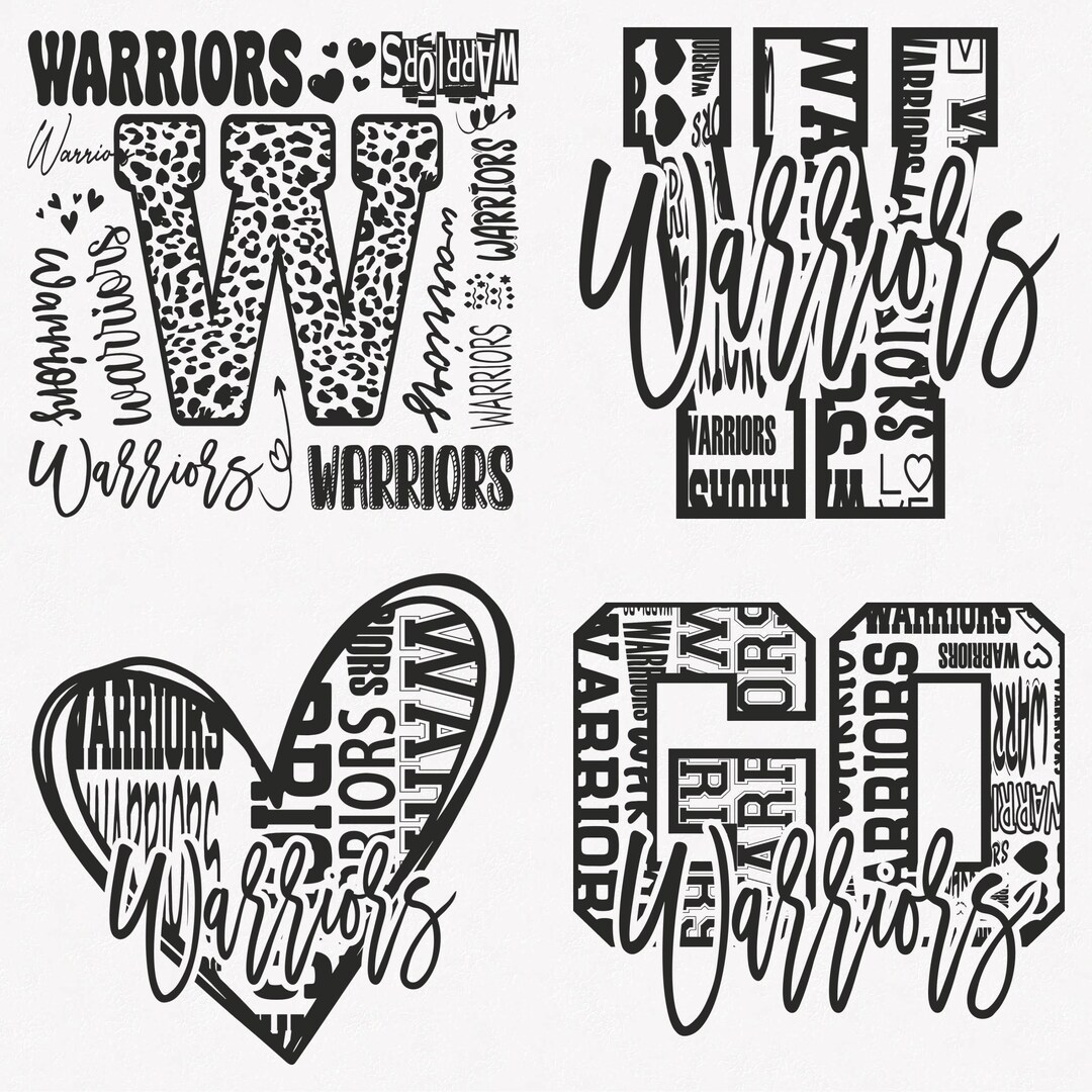 Warriors Svg, Warriors Typography 4 Sports Svg Mascot Pack, Warriors ...