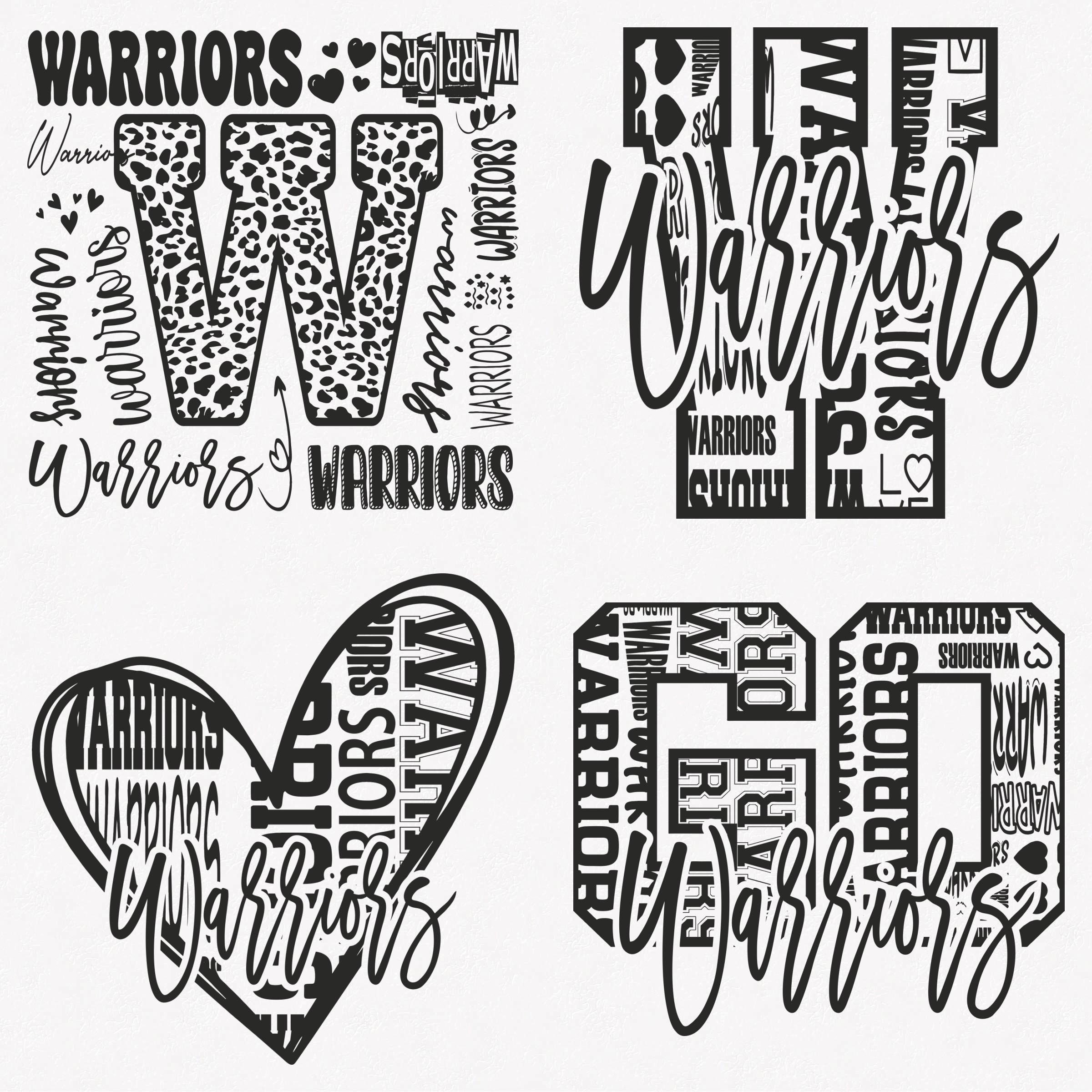 Warriors Svg, Warriors Typography 4 Sports Svg Mascot Pack, Warriors ...