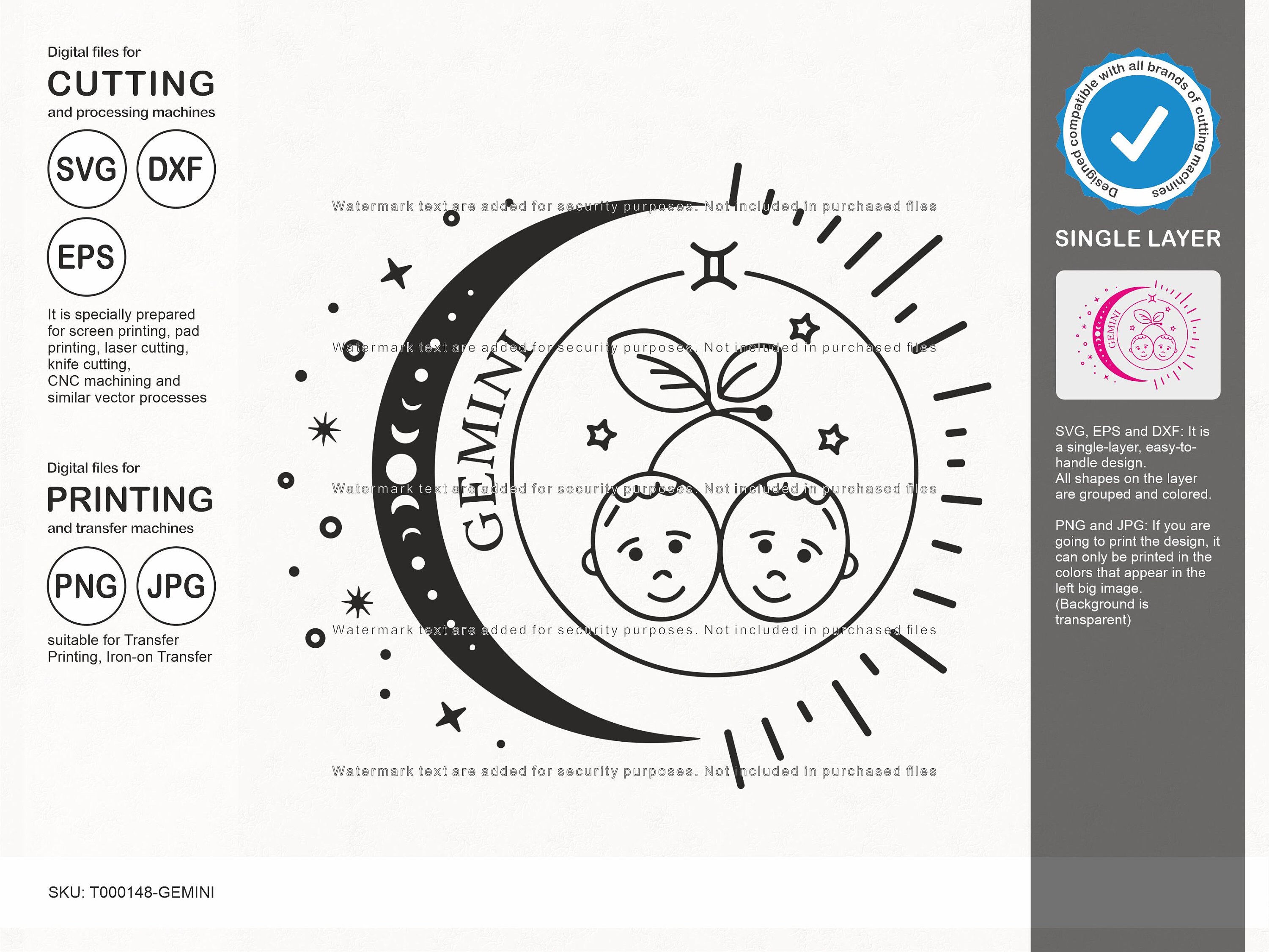 Gemini Svg, Twins Zodiac Symbol Svg, Gemini Zodiac Sign Svg, 9-pack ...