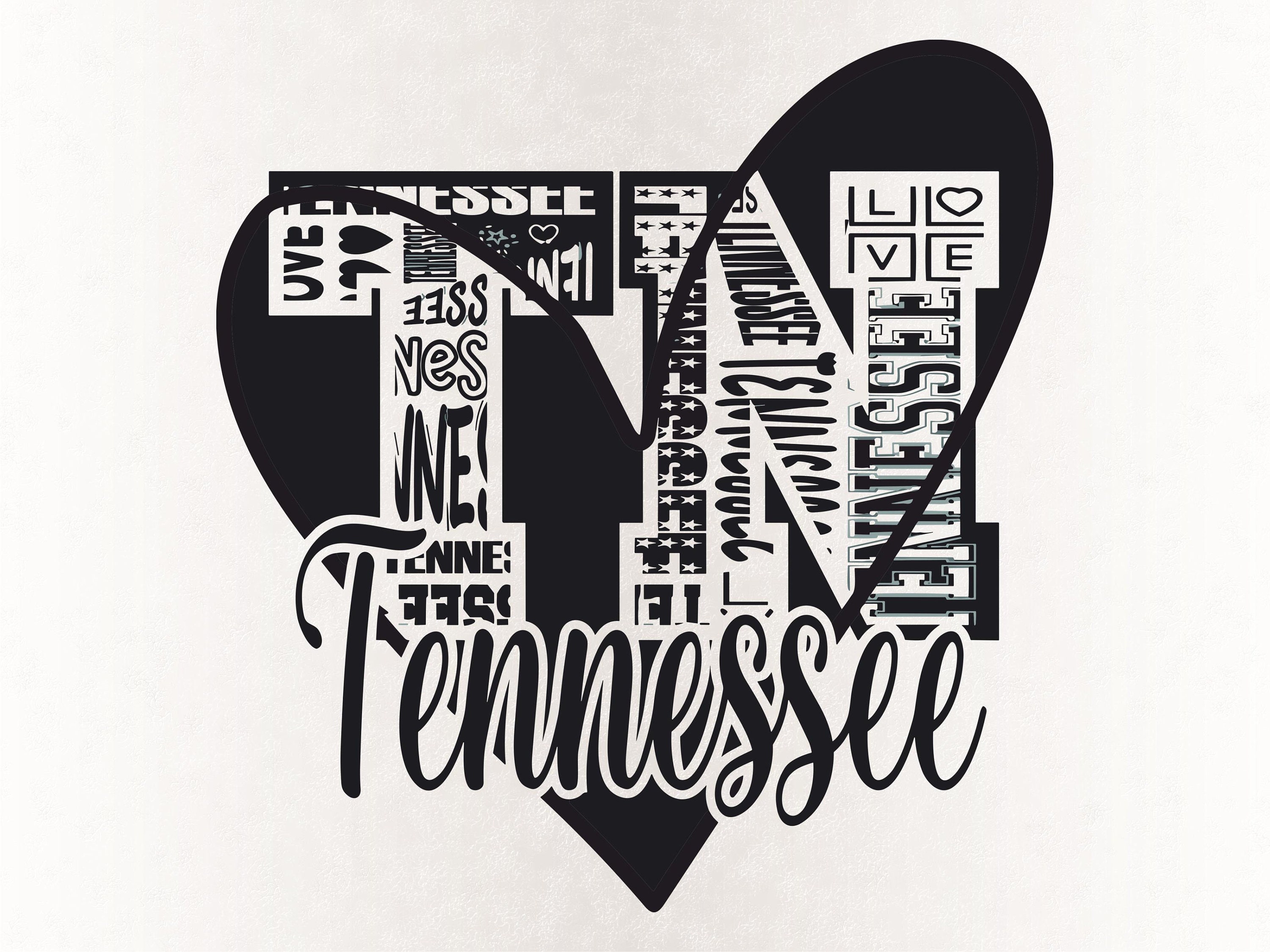 TN Tennessee State Typography Bundle Svg, Tennessee State Bundle Svg ...