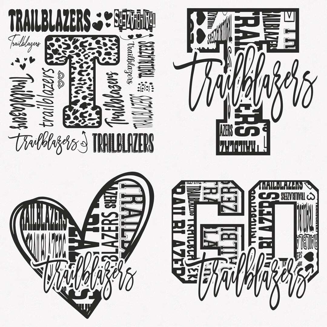 Trailblazers Svg, Trailblazers Typography 4 Sports Svg Mascot Pack ...
