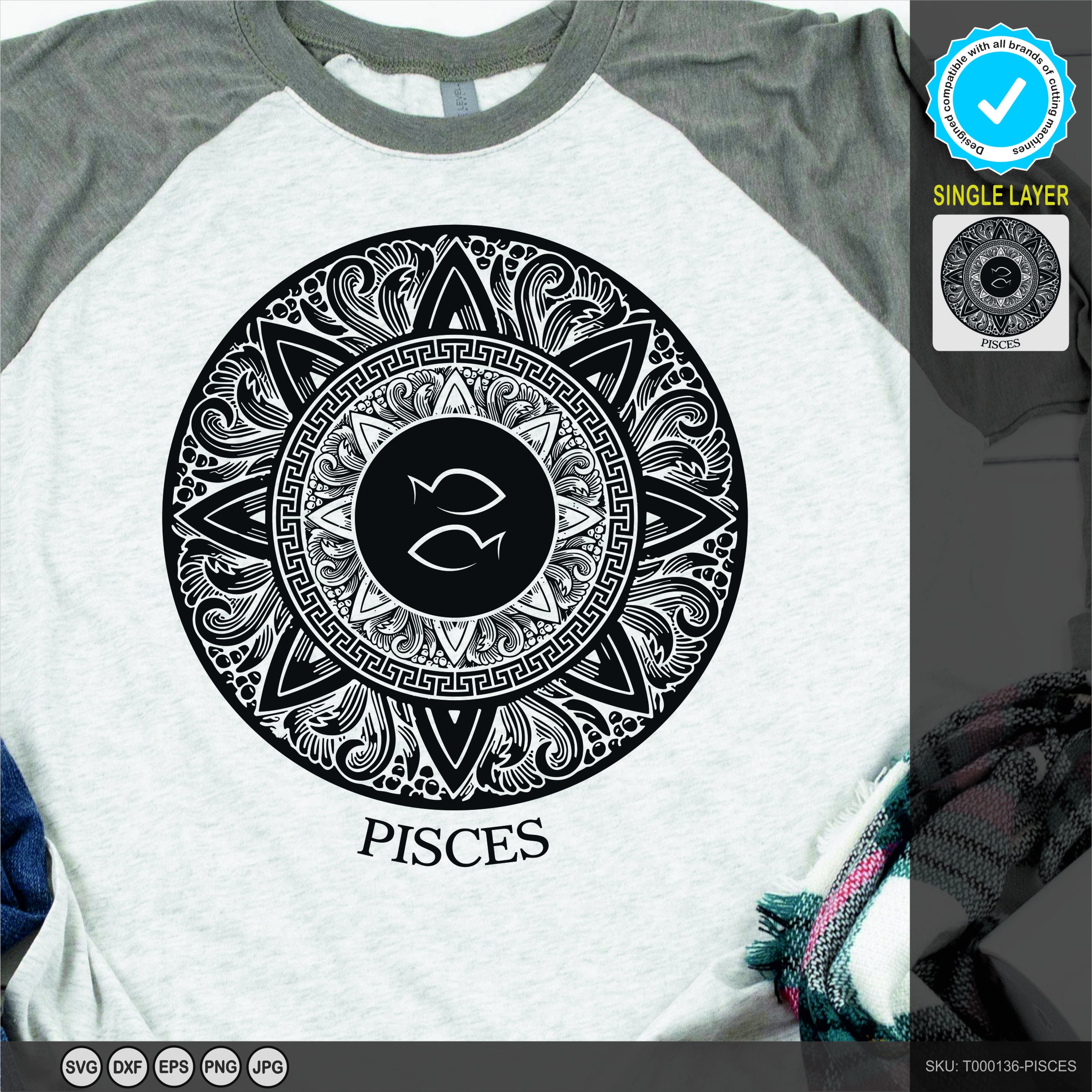 Pisces Svg, Fish Zodiac Symbol Svg, Pisces Zodiac Sign Svg, 9-pack ...