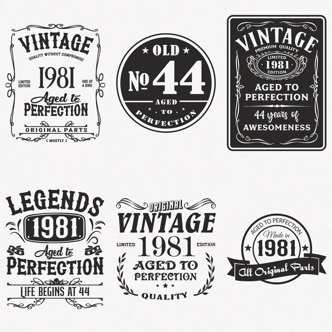 1981 Svg, 44th Birthday Svg, 6-pack 1981 Svg Bundle, Vintage 1981 Svg ...