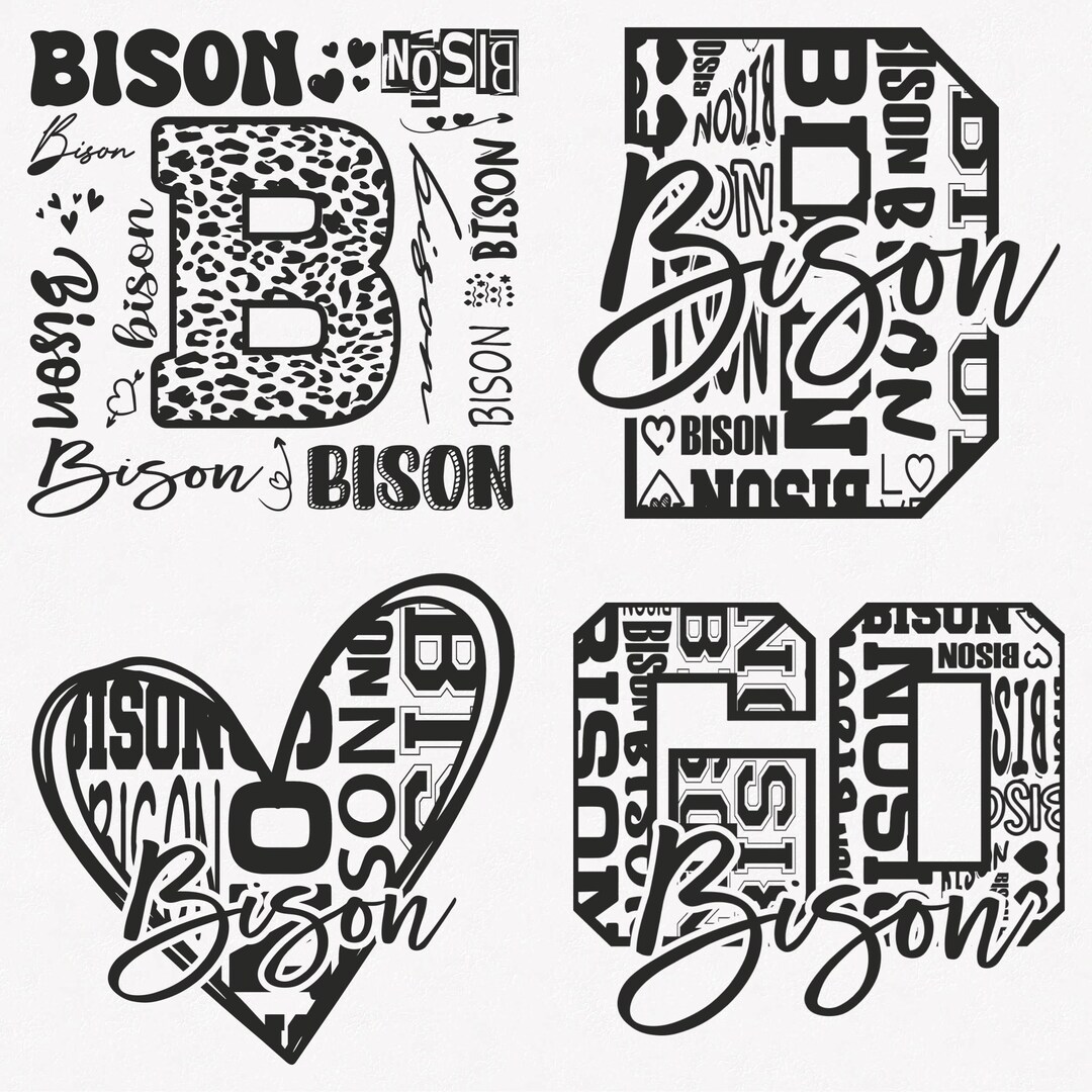 Bison Svg, Bison Typography 4 Sports Svg Mascot Pack, Bison Typography ...