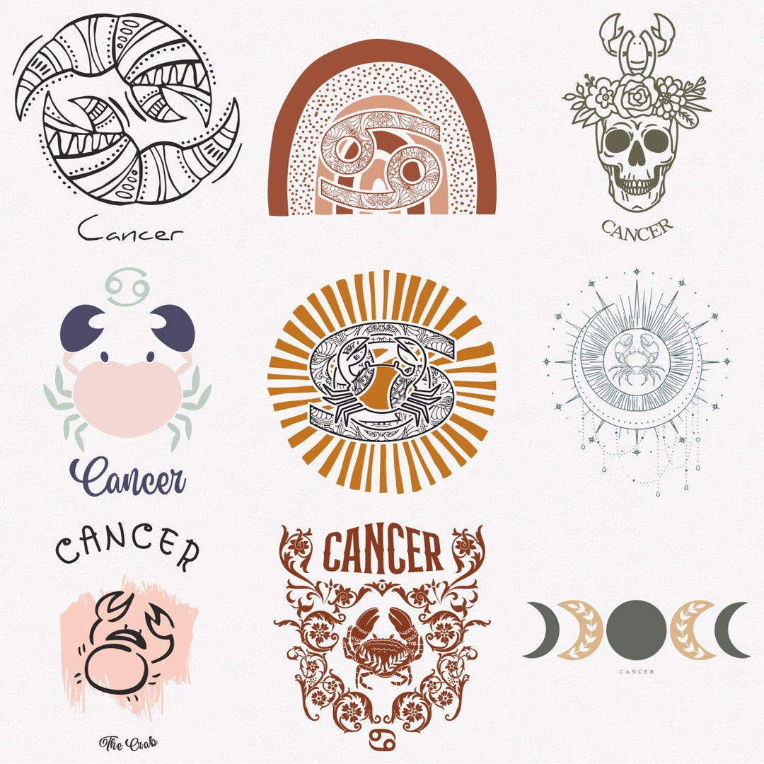 Cancer Svg, Crab Zodiac Symbol Svg, Cancer Zodiac Sign Svg, 9-pack ...