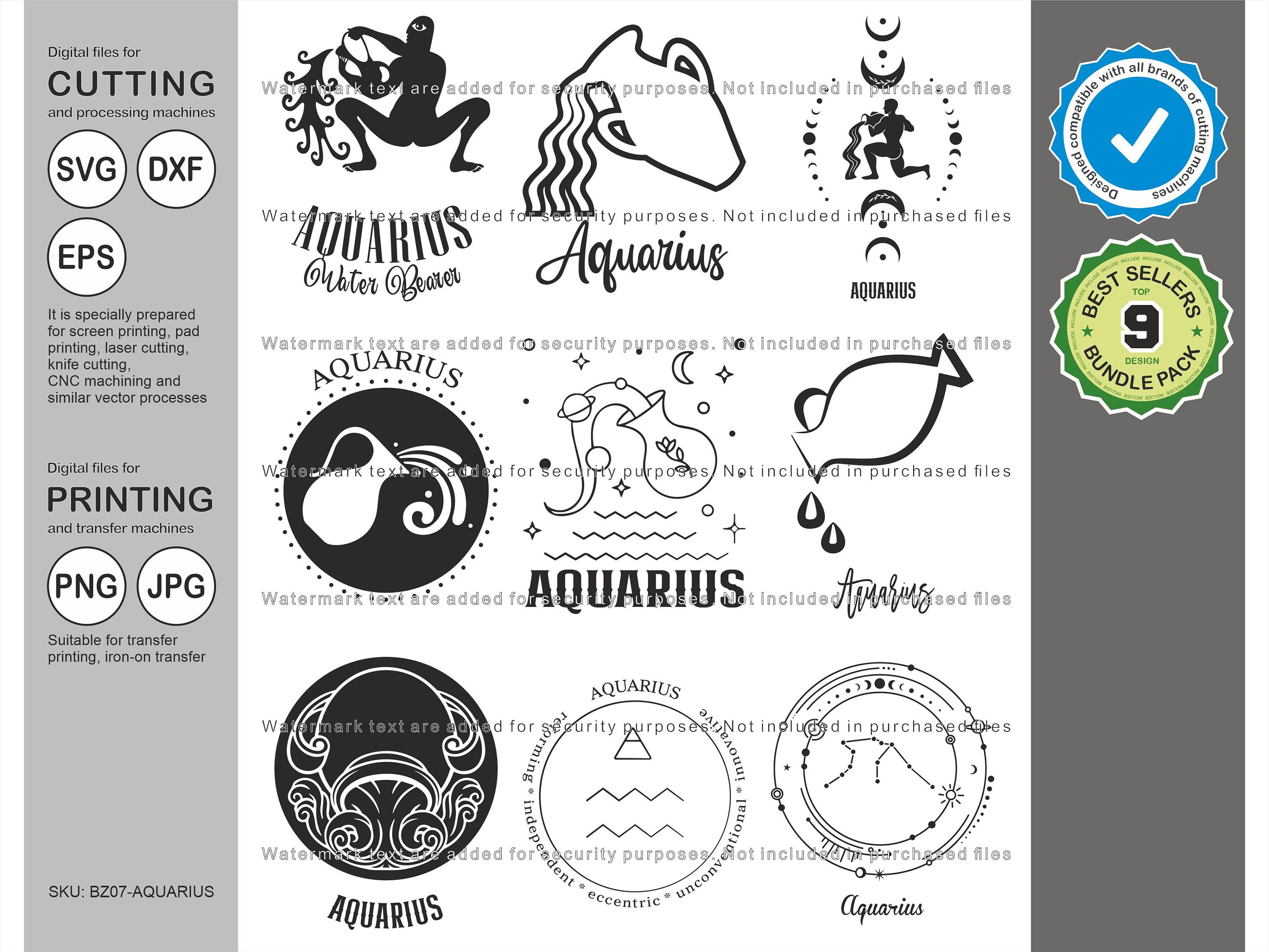 Aquarius Svg Water Bearer Zodiac Symbol Svg Aquarius Zodiac - Etsy