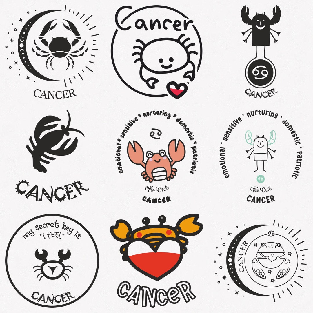Cancer Svg, Crab Zodiac Symbol Svg, Cancer Zodiac Sign Svg, 9-pack ...