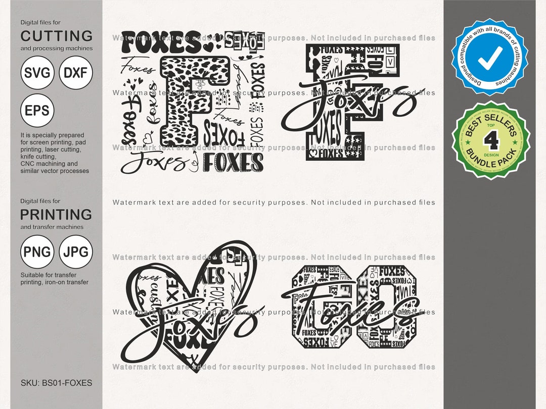 Foxes Svg, Foxes Typography 4 Sports Svg Mascot Pack, Foxes Typography ...