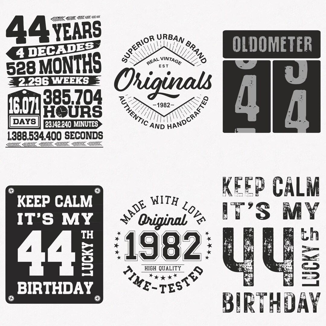 1982 Svg, 44th Birthday Svg, 6-pack 1982 Svg Bundle, Original Rustic ...