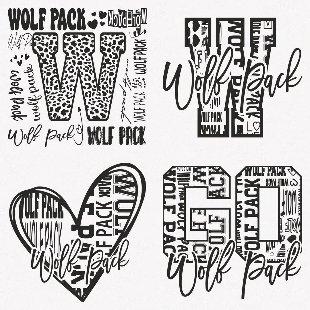 Wolf Pack Svg, Wolf Pack Typography 4 Sports Svg Mascot Pack, Wolf Pack ...
