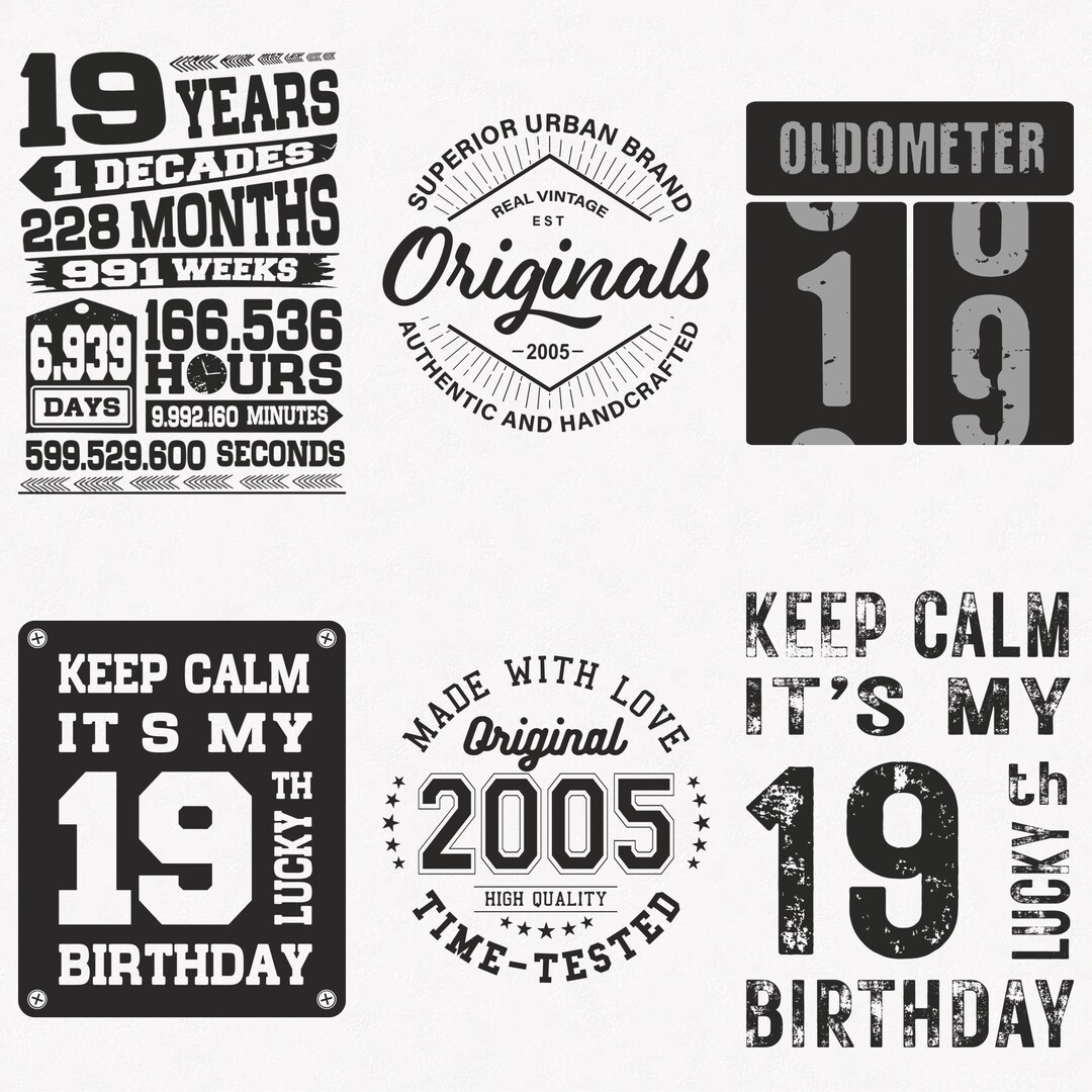 2005 Svg, 19th Birthday Svg, 6-pack 2005 Svg Bundle, Original Rustic ...