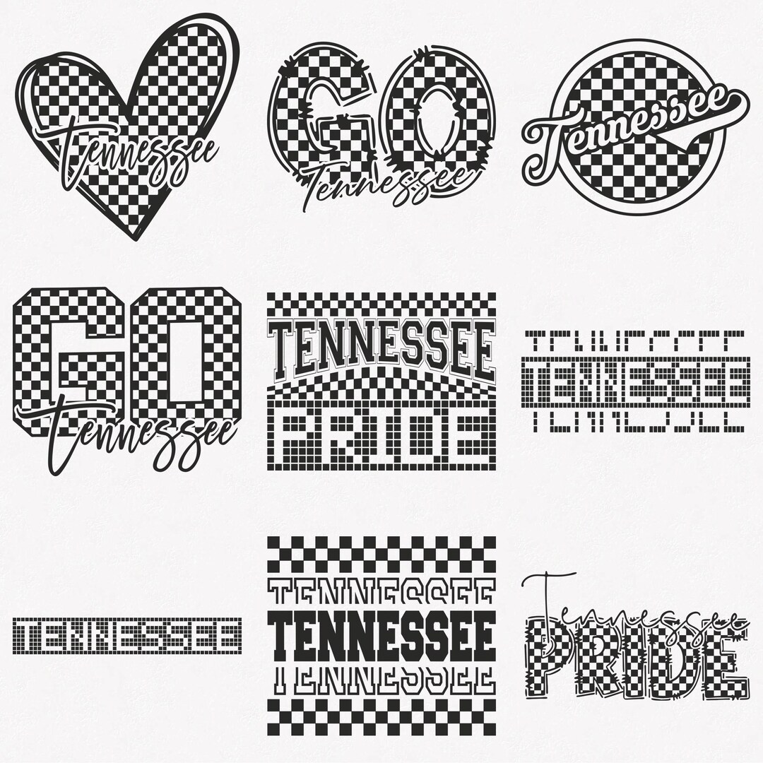 Tennessee Svg, Tennessee Checkered Typography 9 Sports Svg Mascot Pack ...