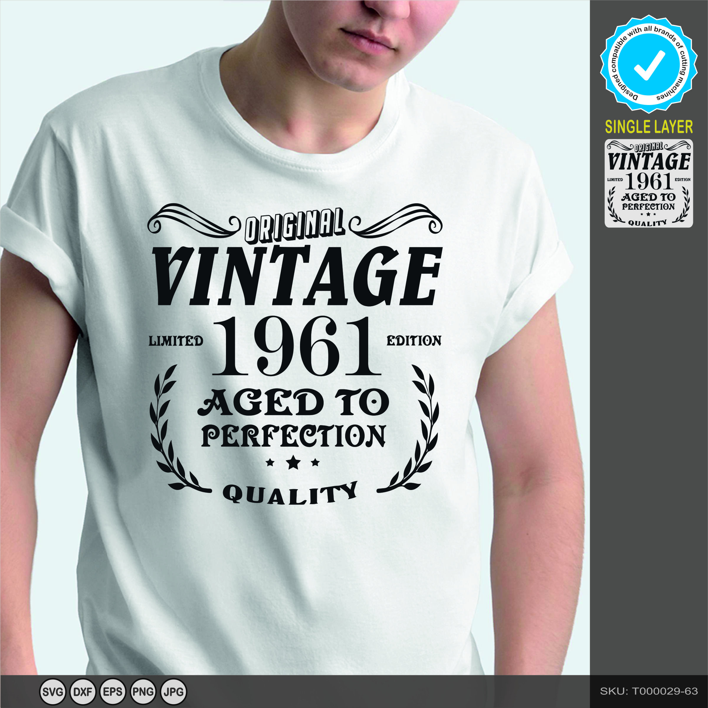 1961 Svg, 63rd Birthday Svg, 6-pack 1961 Svg Bundle, Vintage 1961 Svg, Aged to Perfection 1961 ...