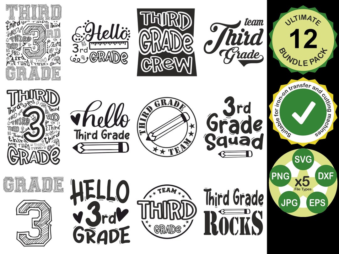Third Grade Bundle Svg, 3rd Grade Bundle Svg, Digital Cut Files ...
