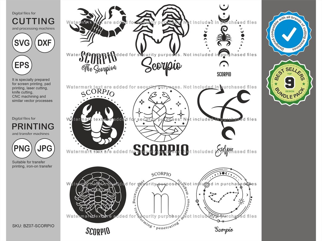Scorpio Svg, Scorpion Zodiac Symbol Svg, Scorpio Zodiac Sign Svg, 9 ...