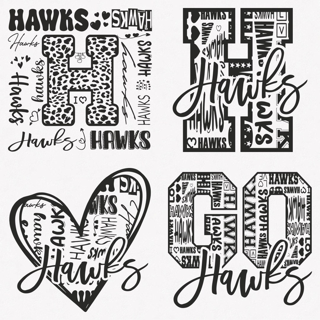 Hawks Svg, Hawks Typography 4 Sports Svg Mascot Pack, Hawks Typography ...
