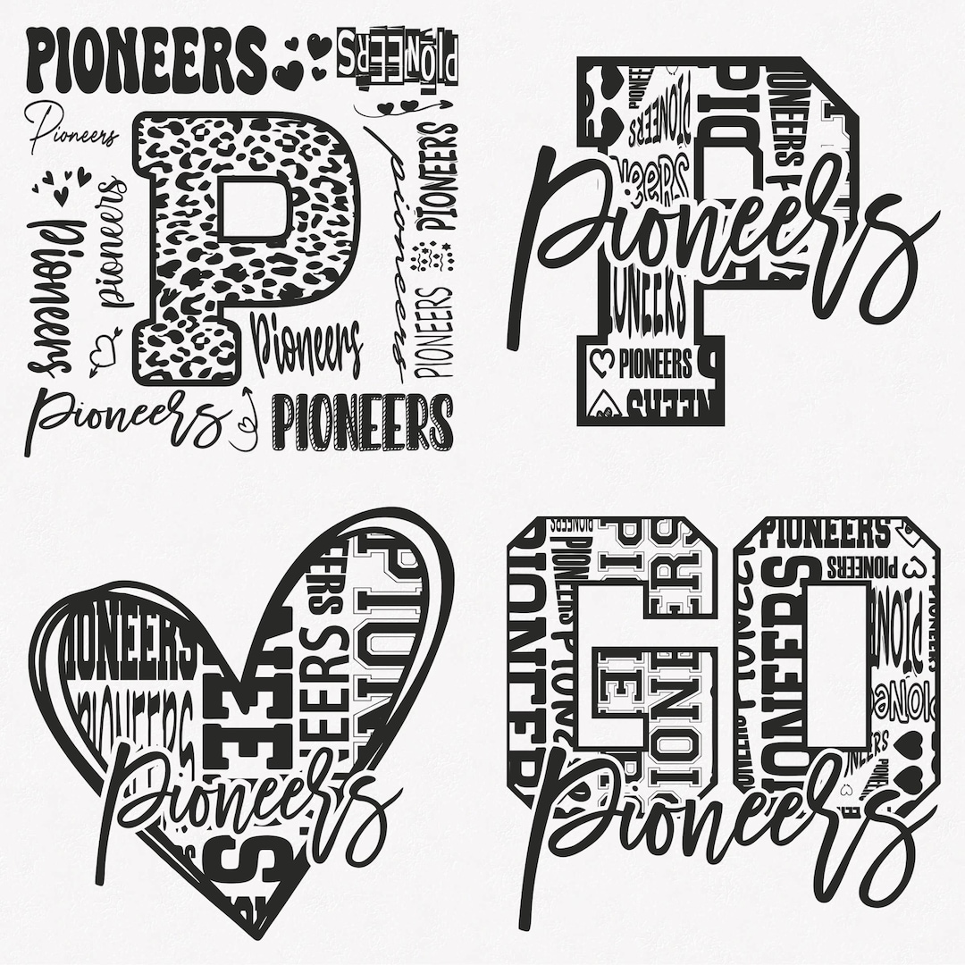 Pioneers Svg, Pioneers Typography 4 Sports Svg Mascot Pack, Pioneers ...
