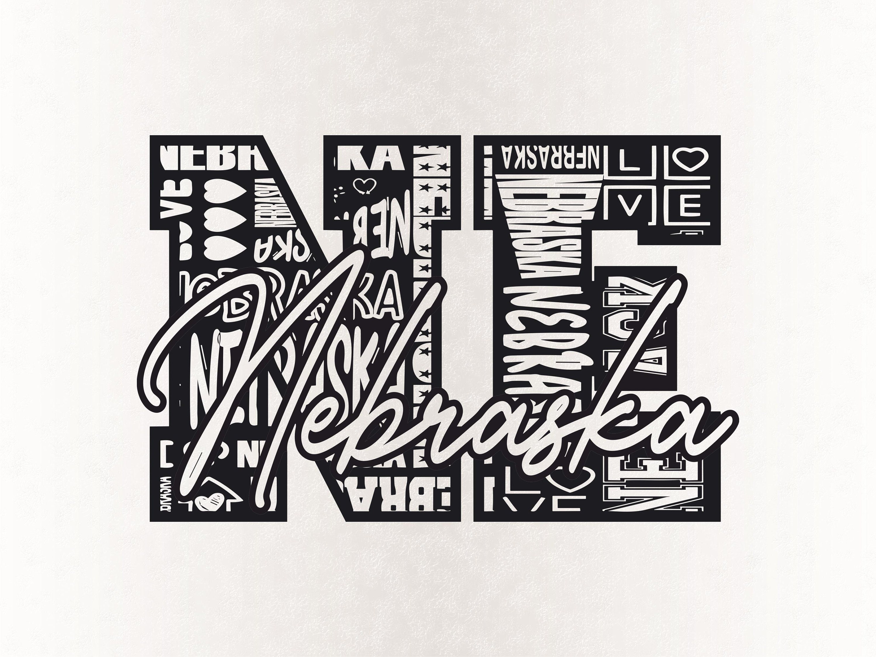NE Nebraska State Typography Bundle Svg, Nebraska State Bundle Svg ...