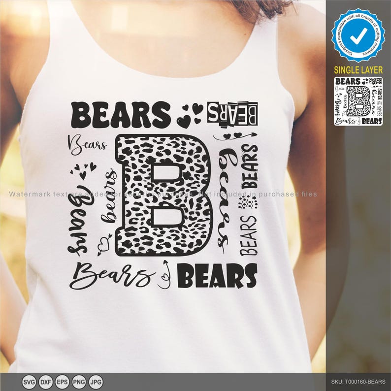 Bears Svg, Bears Typography 4 Sports Svg Mascot Pack, Bears Typography ...